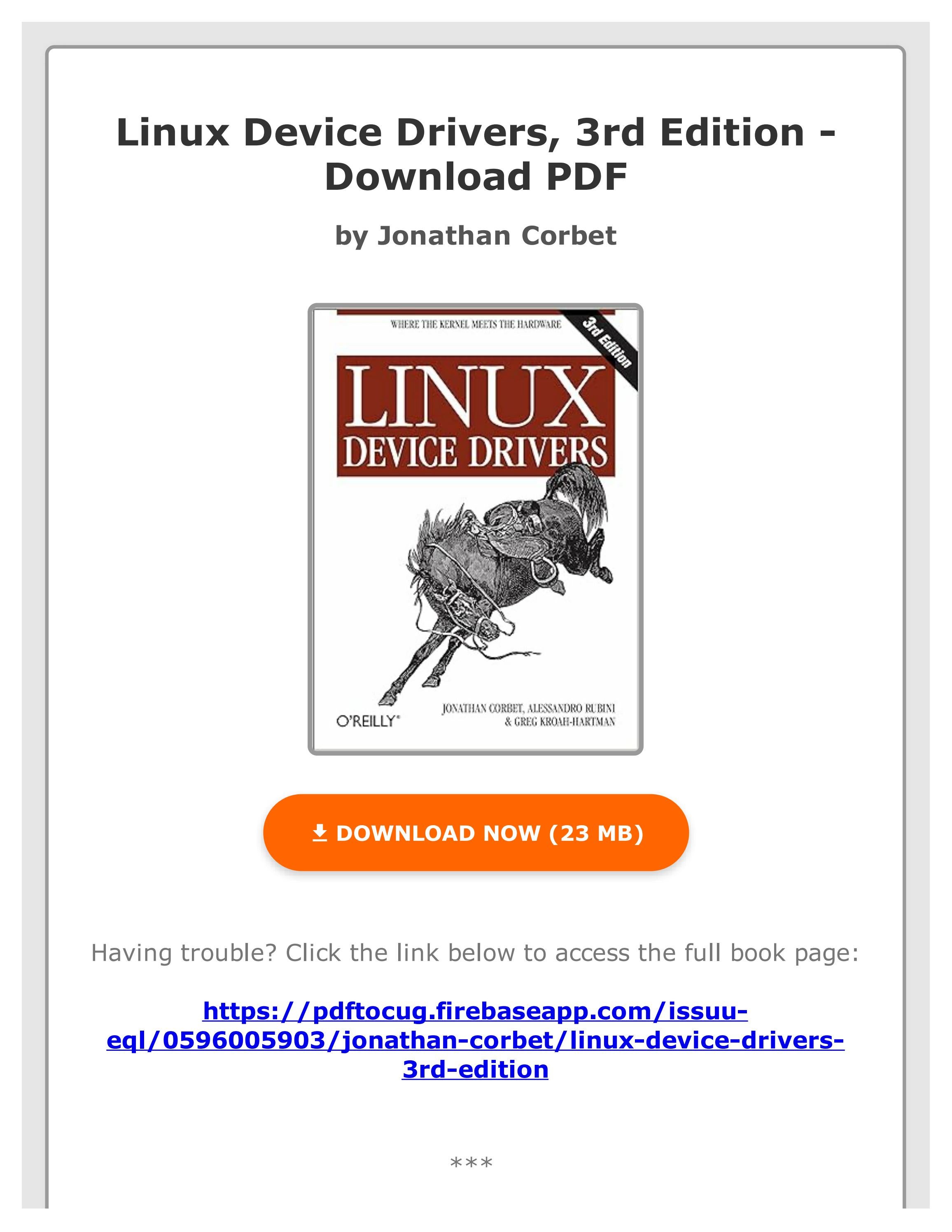 Pdf Linux Device Drivers 3rd Edition By Jonathan Corbet By Lavinastantonun Issuu 