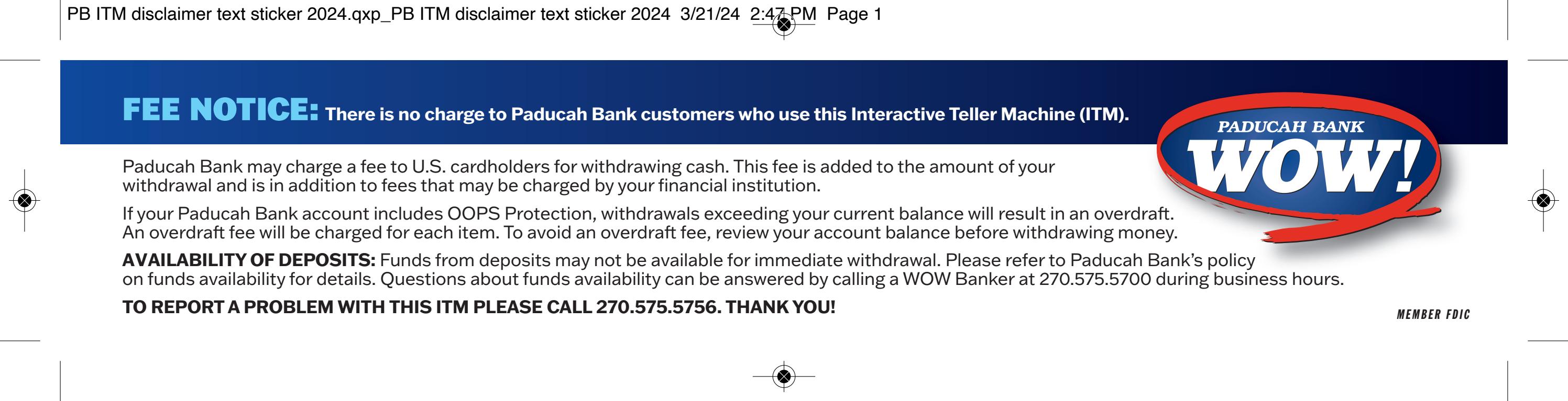 ITM Disclaimer Sticker by PaducahBank - Issuu