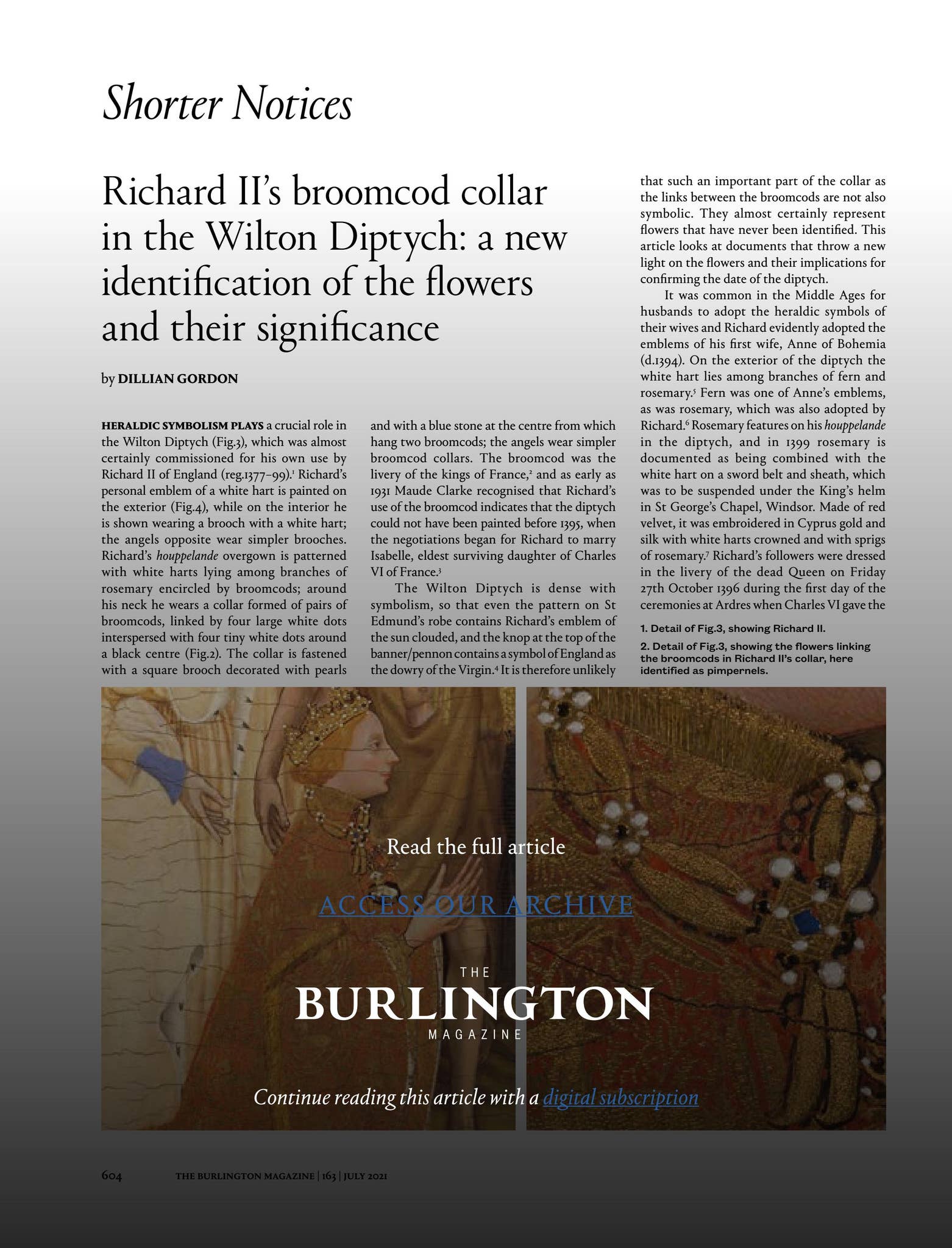 Richard II’s broomcod collar in the Wilton Diptych: a new ...