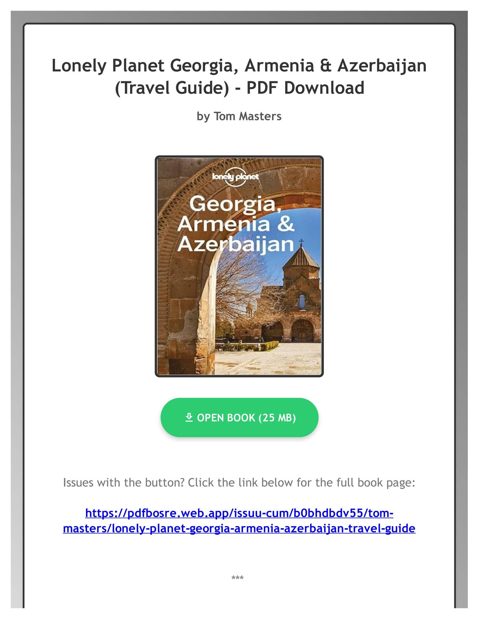 Download Lonely Planet Georgia, Armenia & Azerbaijan (Travel Guide) by ...
