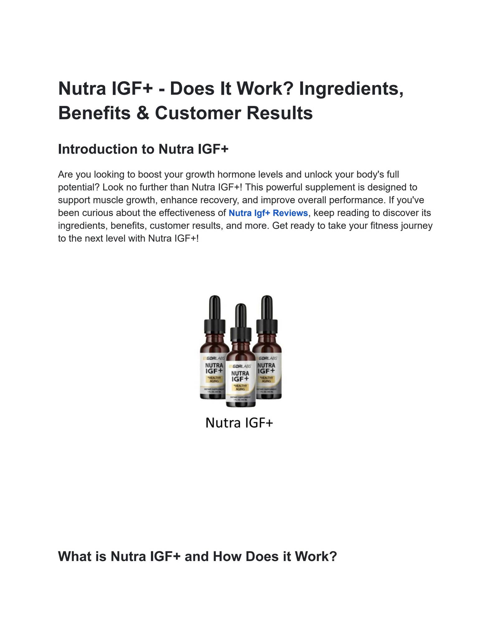 Nutra IGF+ - Does It Work? Ingredients, Benefits & Customer Results by ...