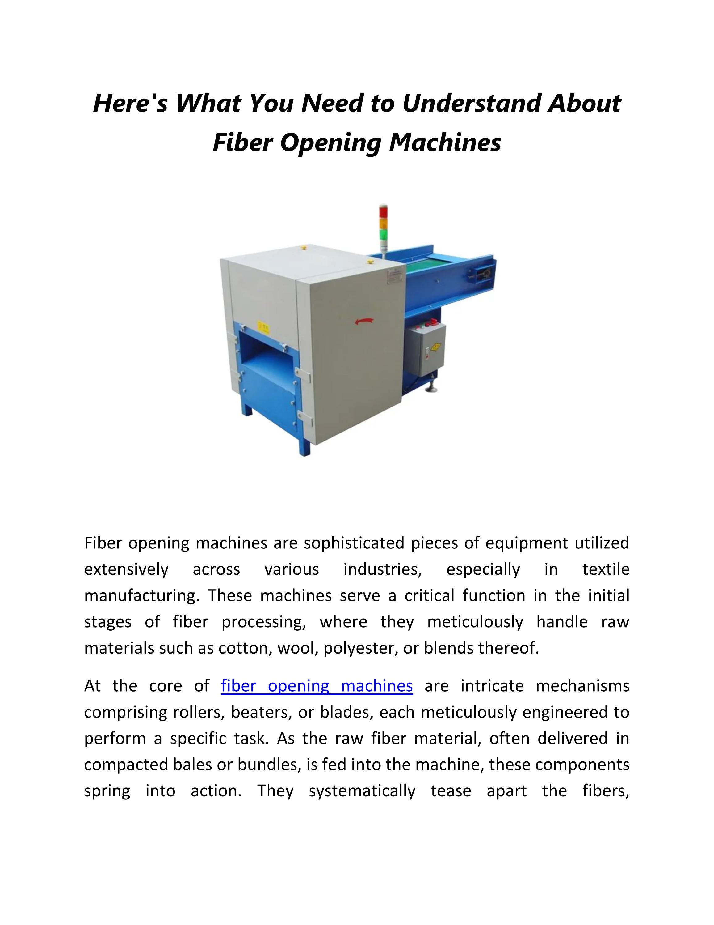 Here's What You Need to Understand About Fiber Opening Machines by ...