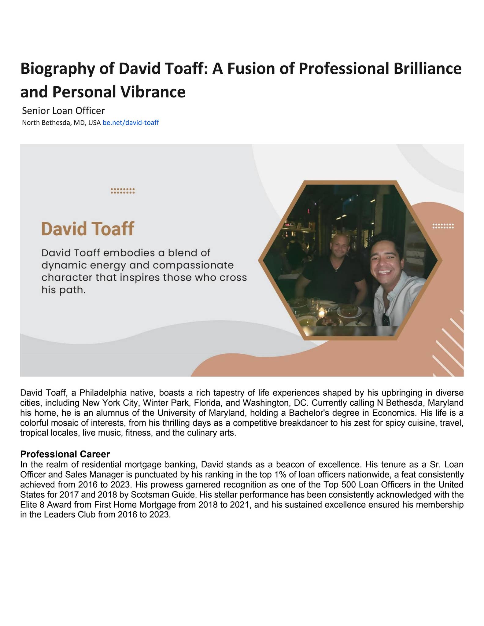 Biography of David Toaff: A Fusion of Professional Brilliance and ...