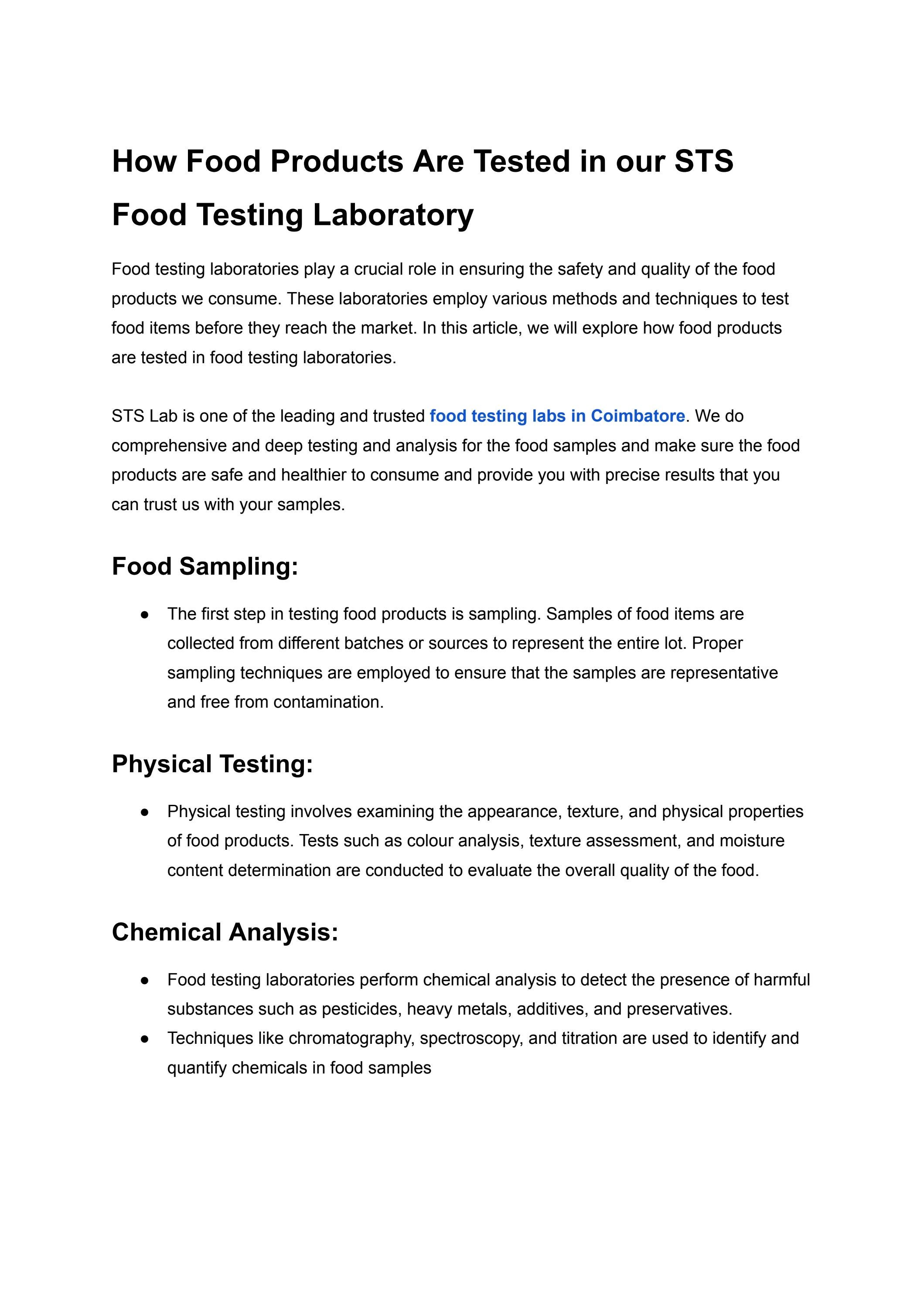 STS Lab - How Food Products are Tested in Testing Laboratory by STS Lab ...