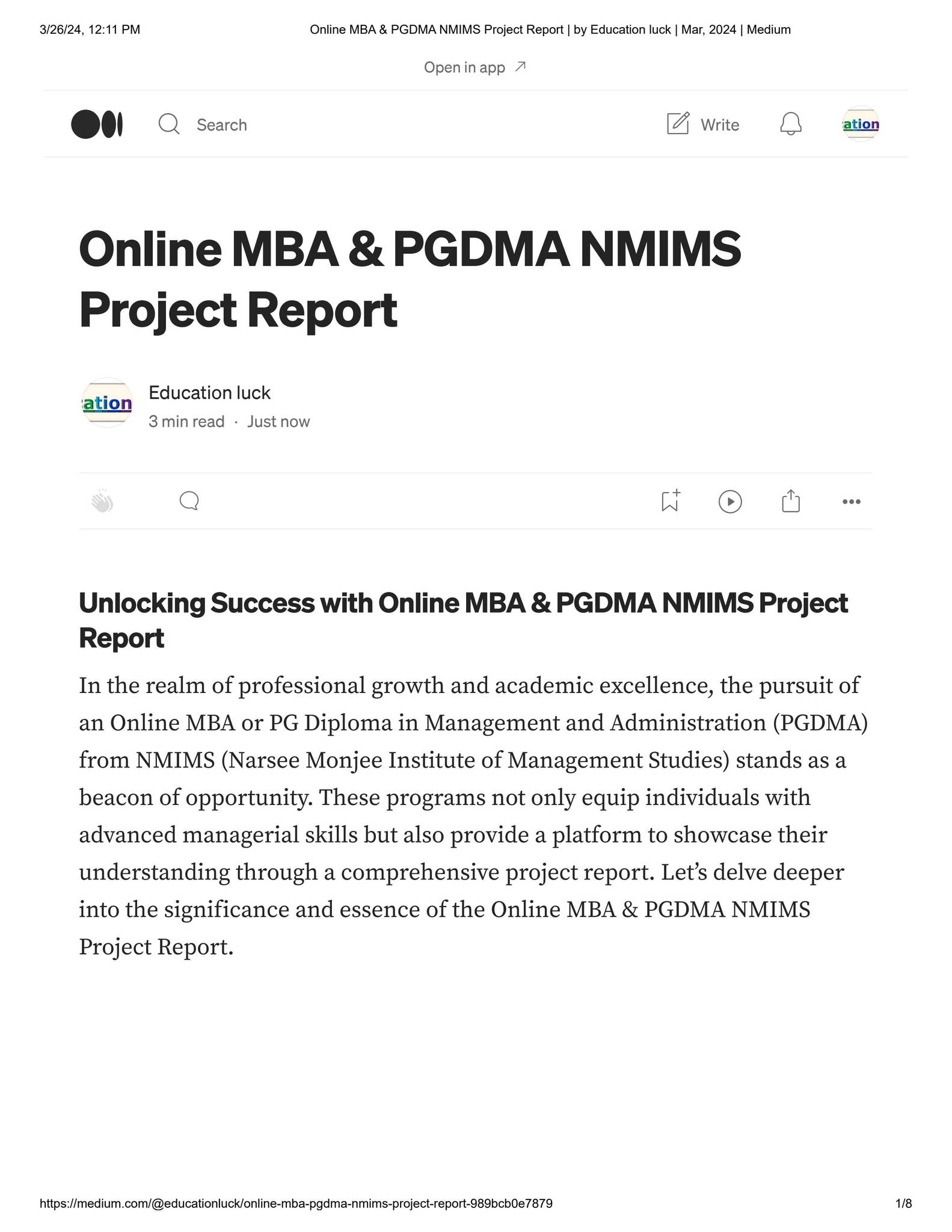 Online NMIMS Project report in MBA 2024 by education-luck - Issuu