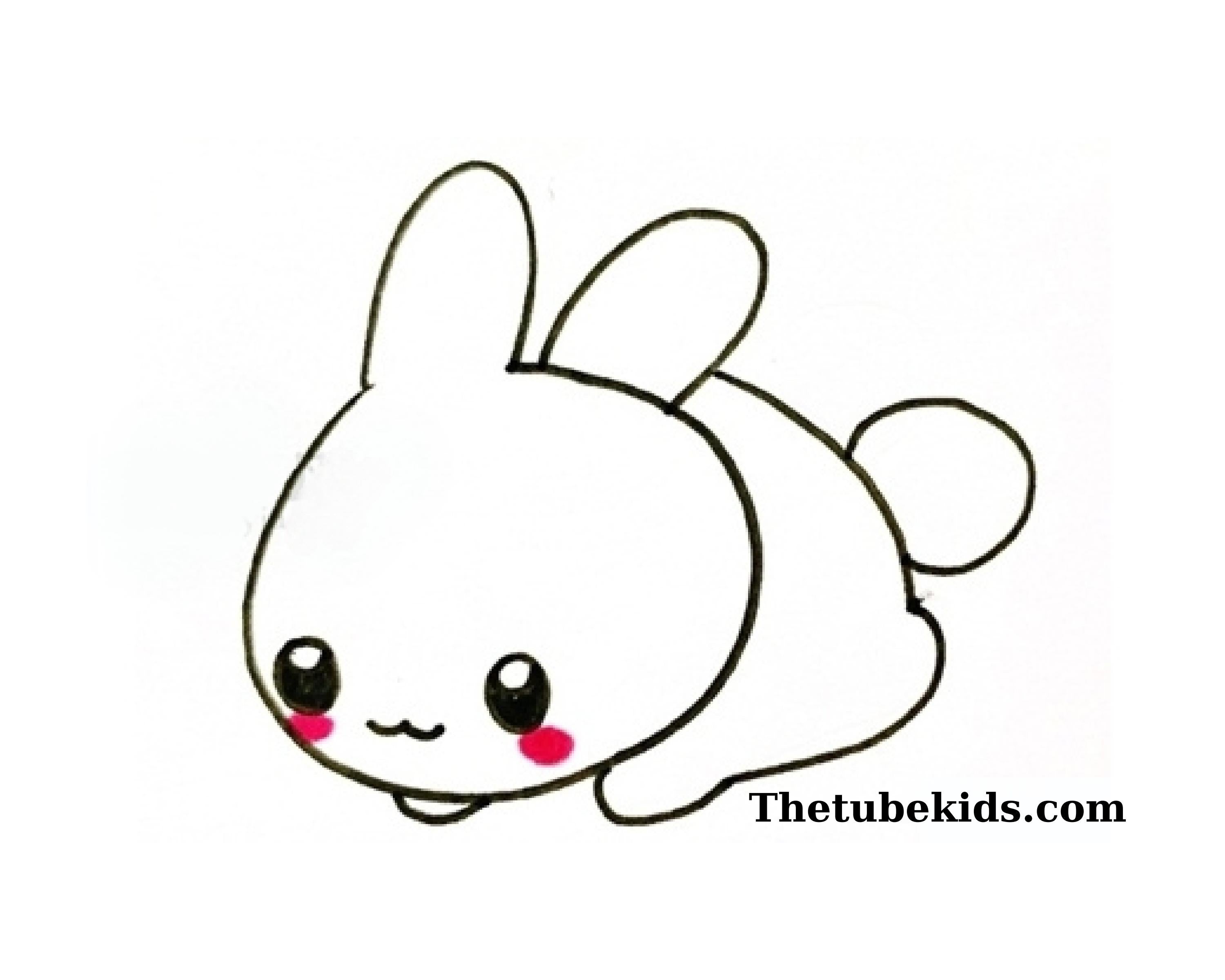 A simple drawing method for children to draw a little rabbit lying on ...