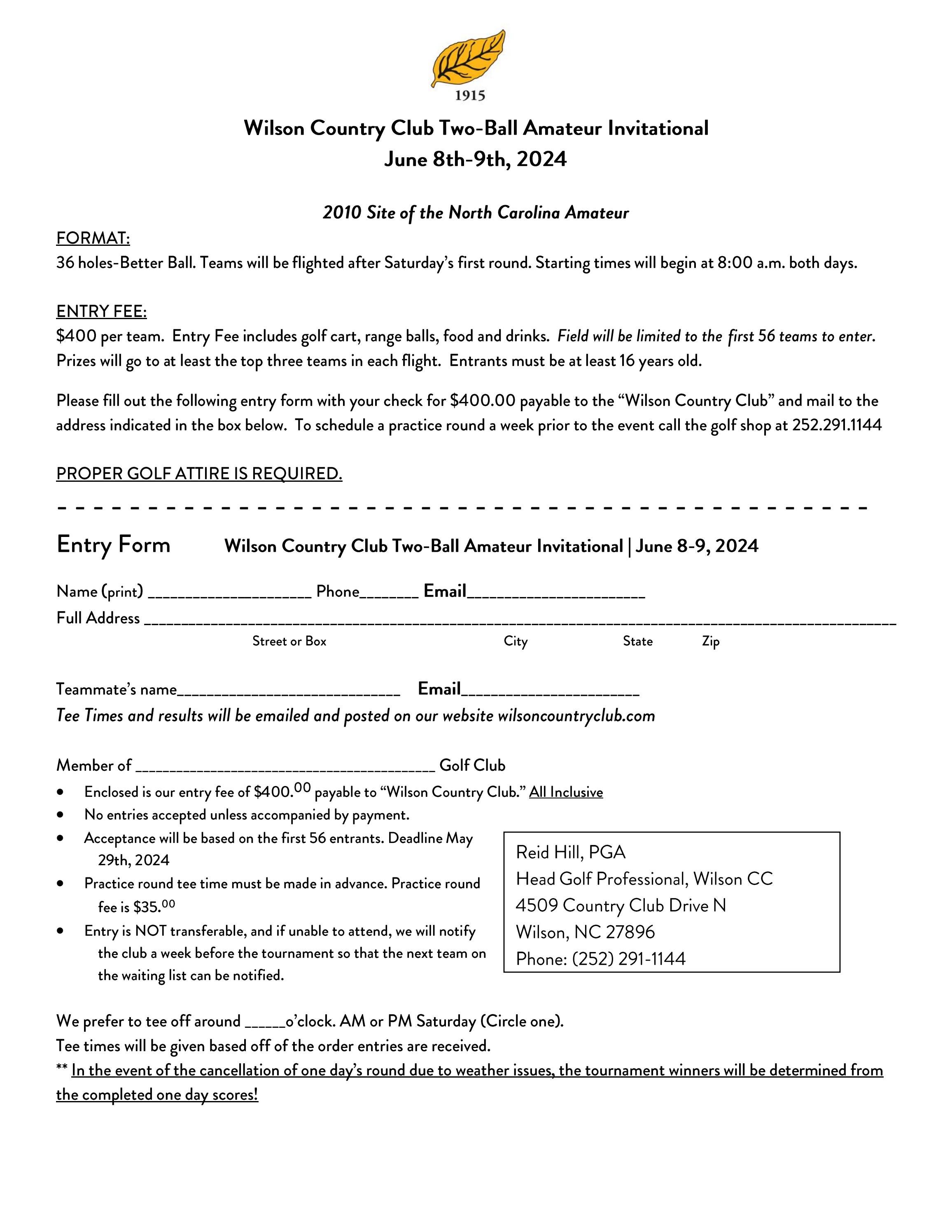 WCC Two Ball Entry Form by McConnell Golf - Issuu