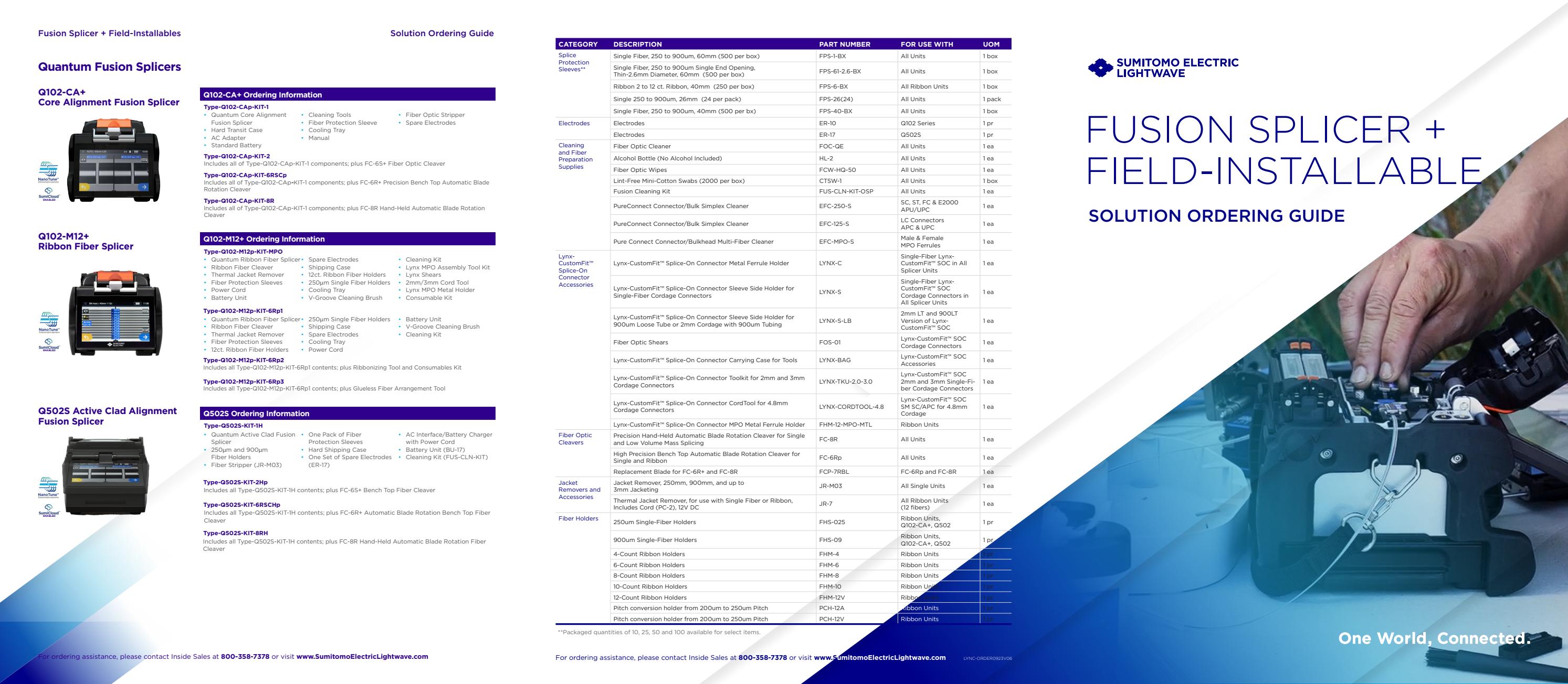Fusion Splicer & Field-Installable Solution Ordering Guide by Sumitomo ...