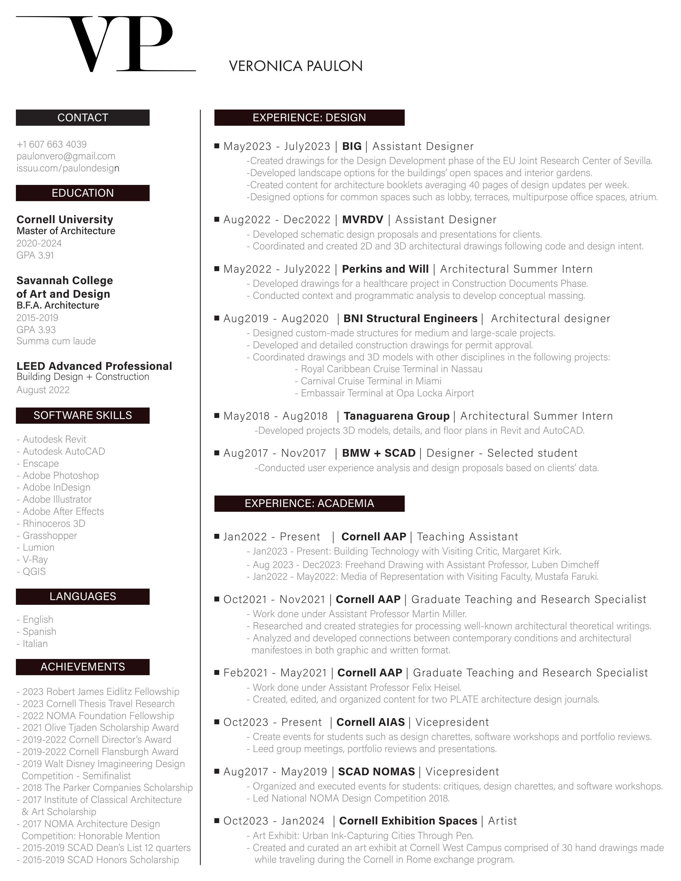 Resume - Veronica Paulon by Veronica Paulon - Issuu