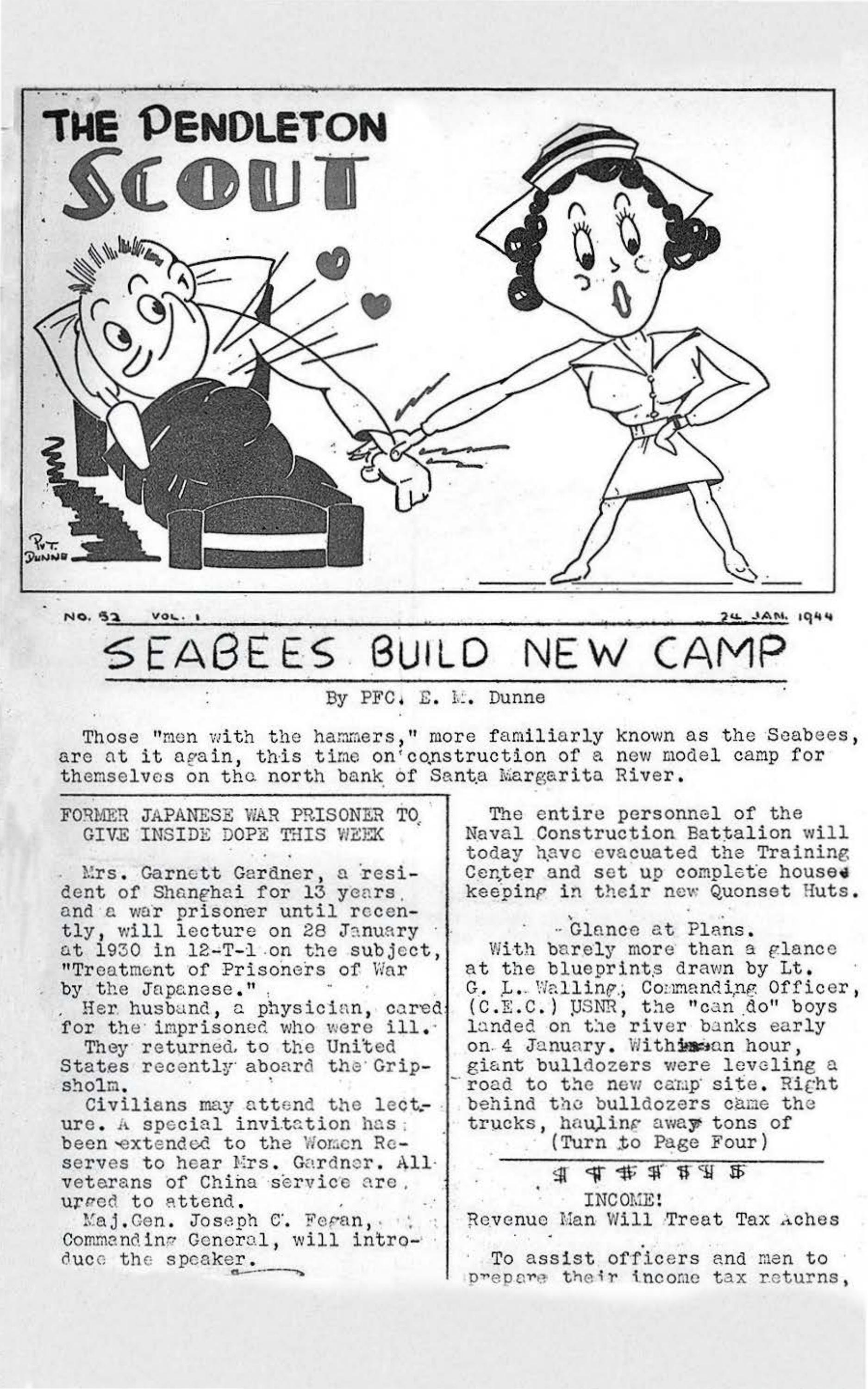 The Pendleton Scout Newspaper - Vol. 1 - No. 52 - Jan. 24, 1944 by Camp Pendleton Historical ...