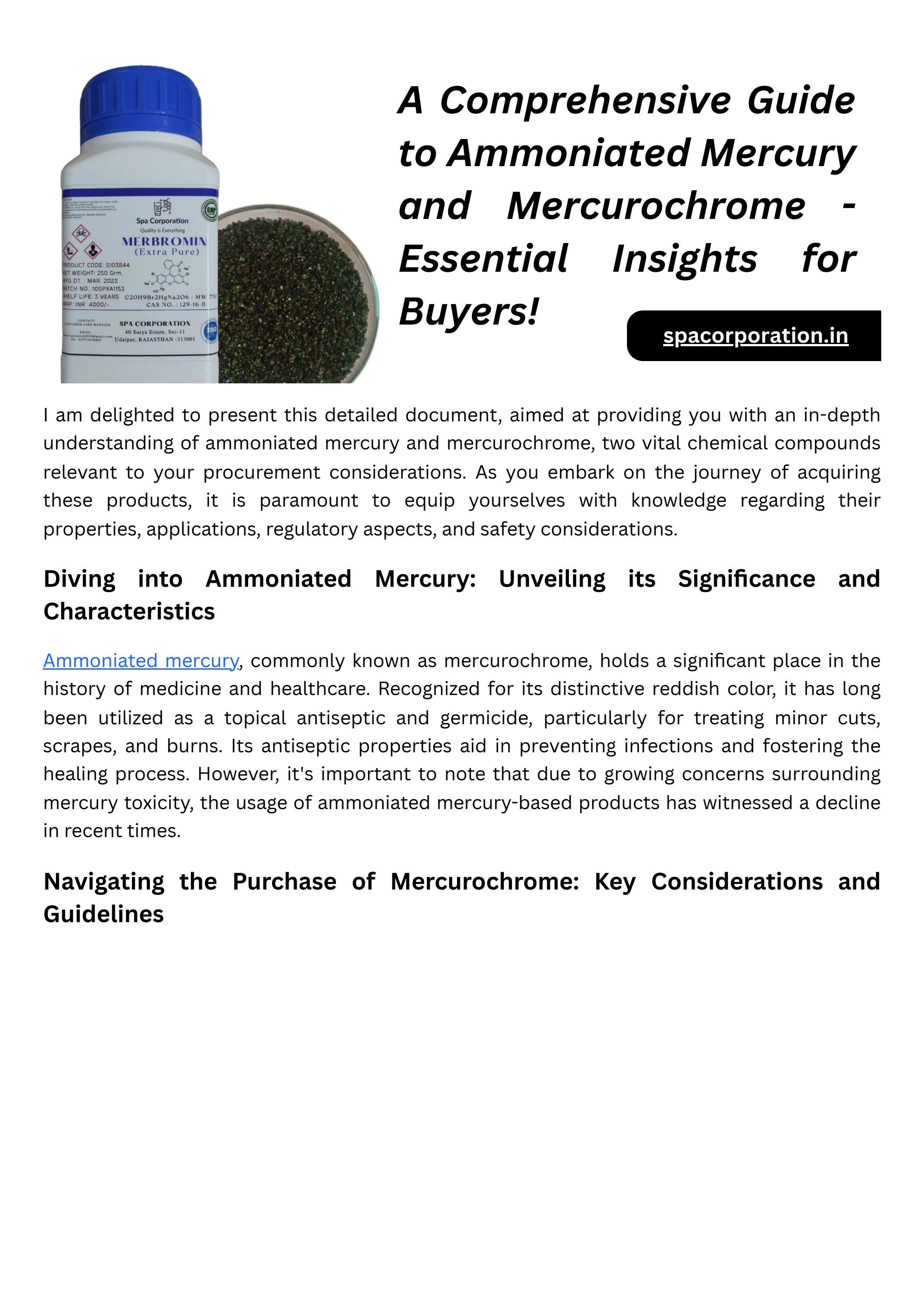 A Comprehensive Guide to Ammoniated Mercury and Mercurochrome ...
