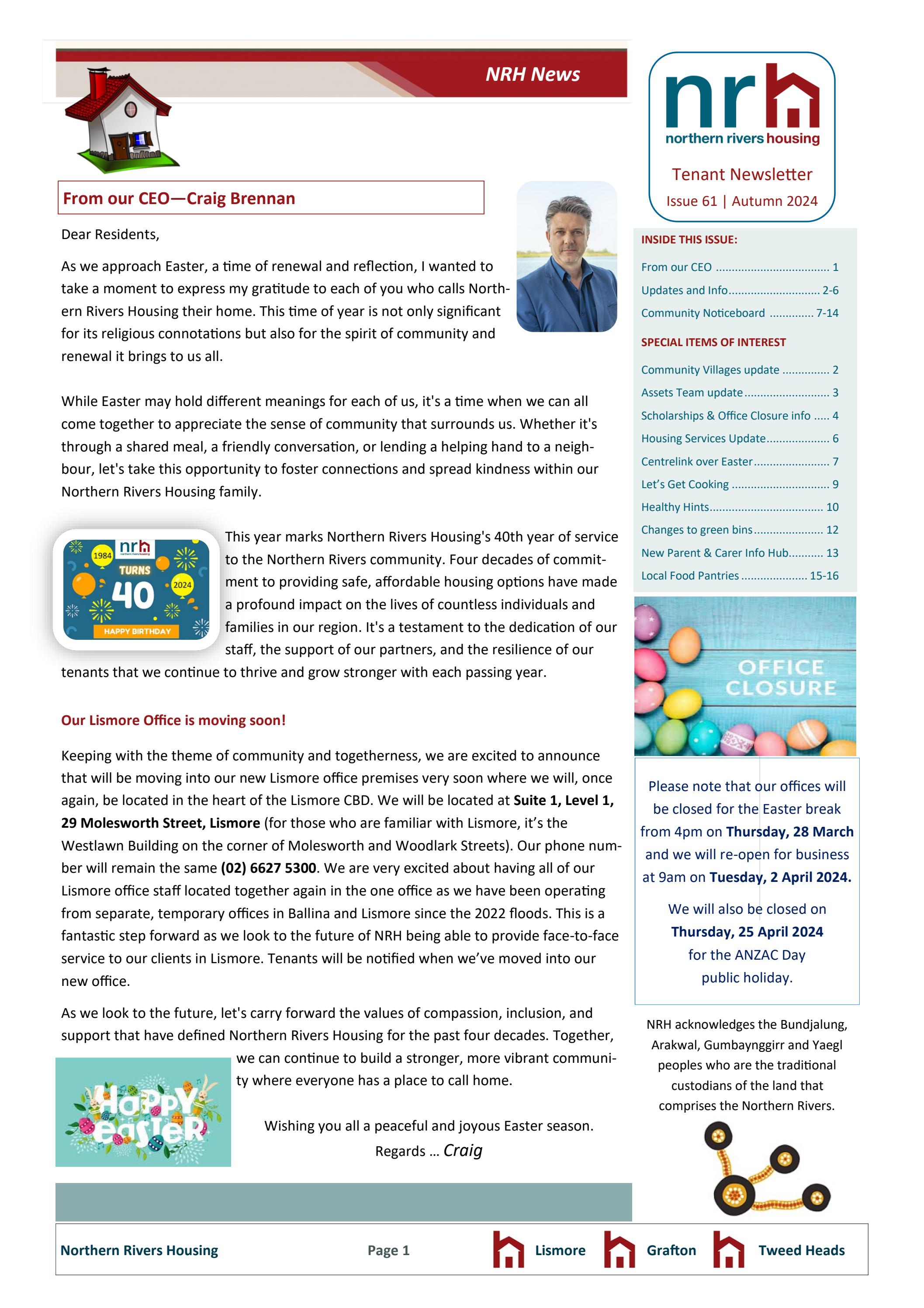 NRH News – Autumn 2024 edition by Northern Rivers Housing - Issuu