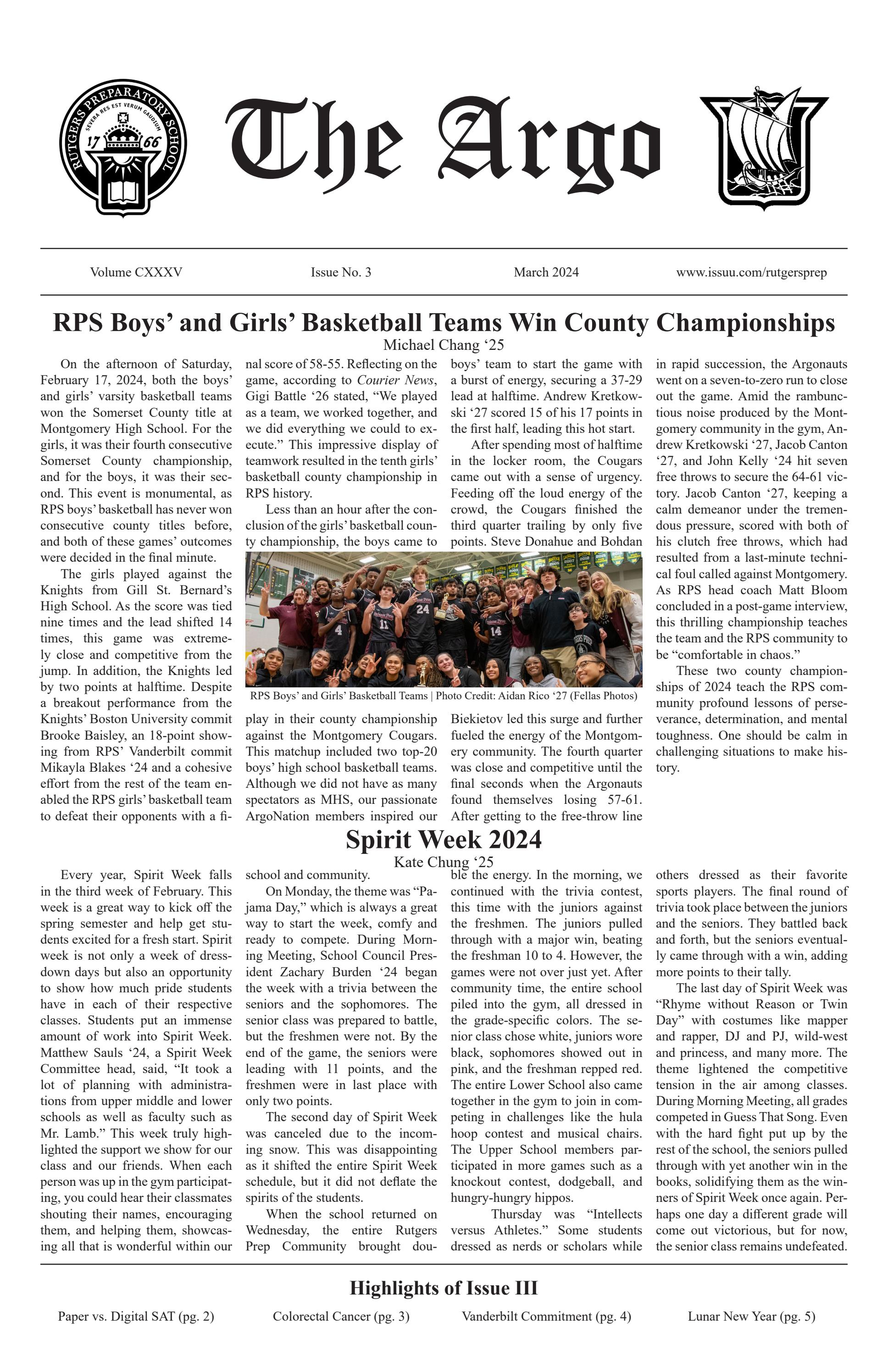 The Argo - March 2024 Issue by rutgersprep - Issuu