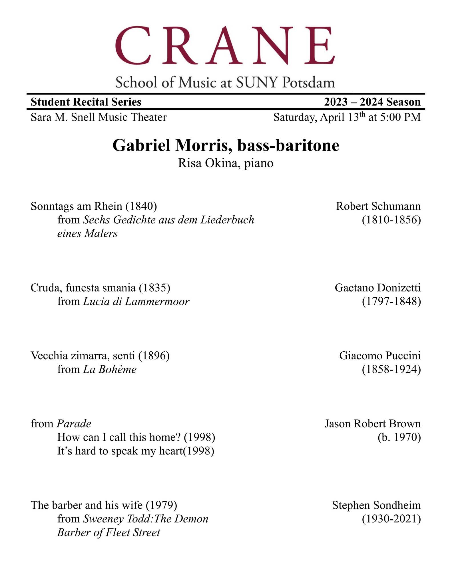 04.13.24 Gabriel Morris, Voice by The Crane School of Music - Issuu