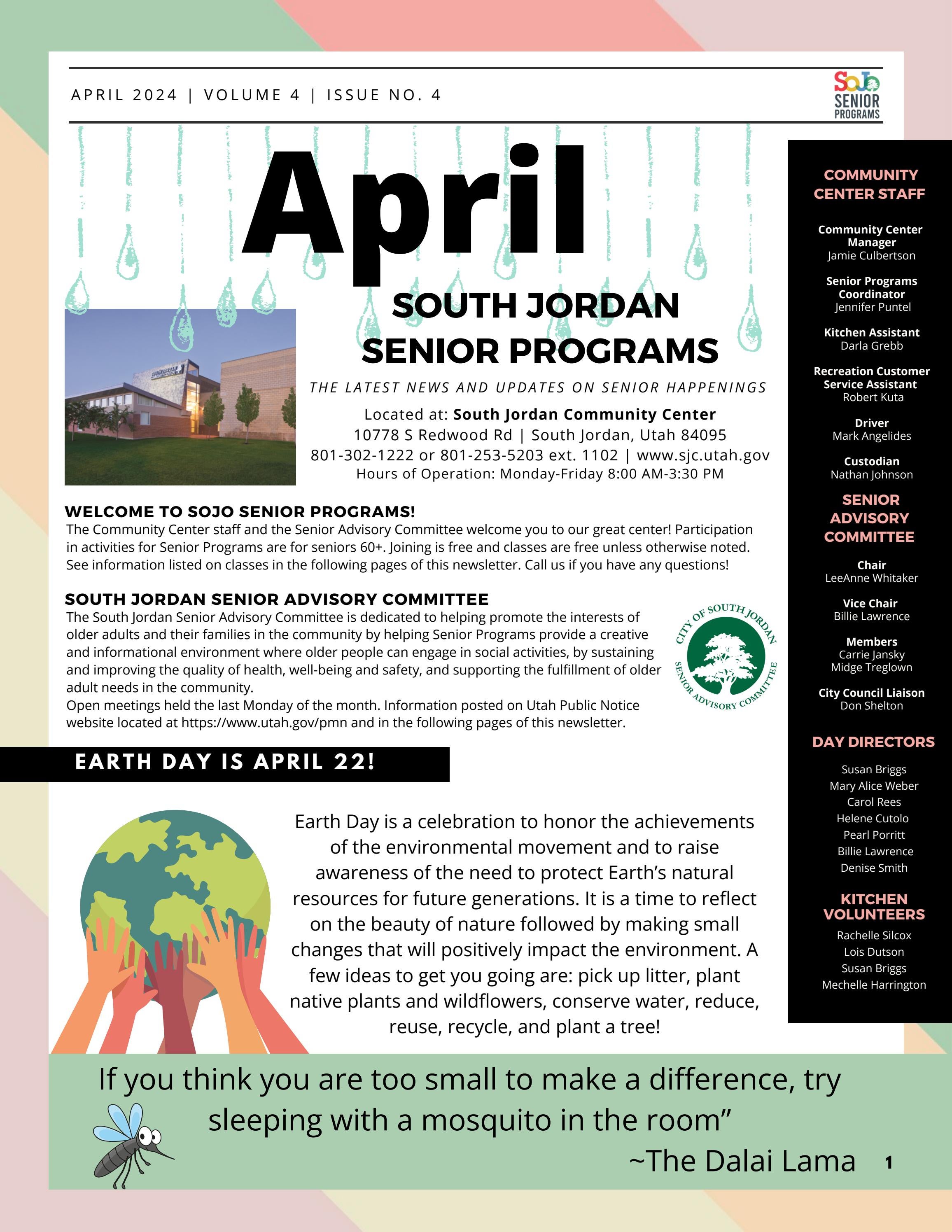 Senior Programs Newsletter - April 2024 by South Jordan City - Issuu