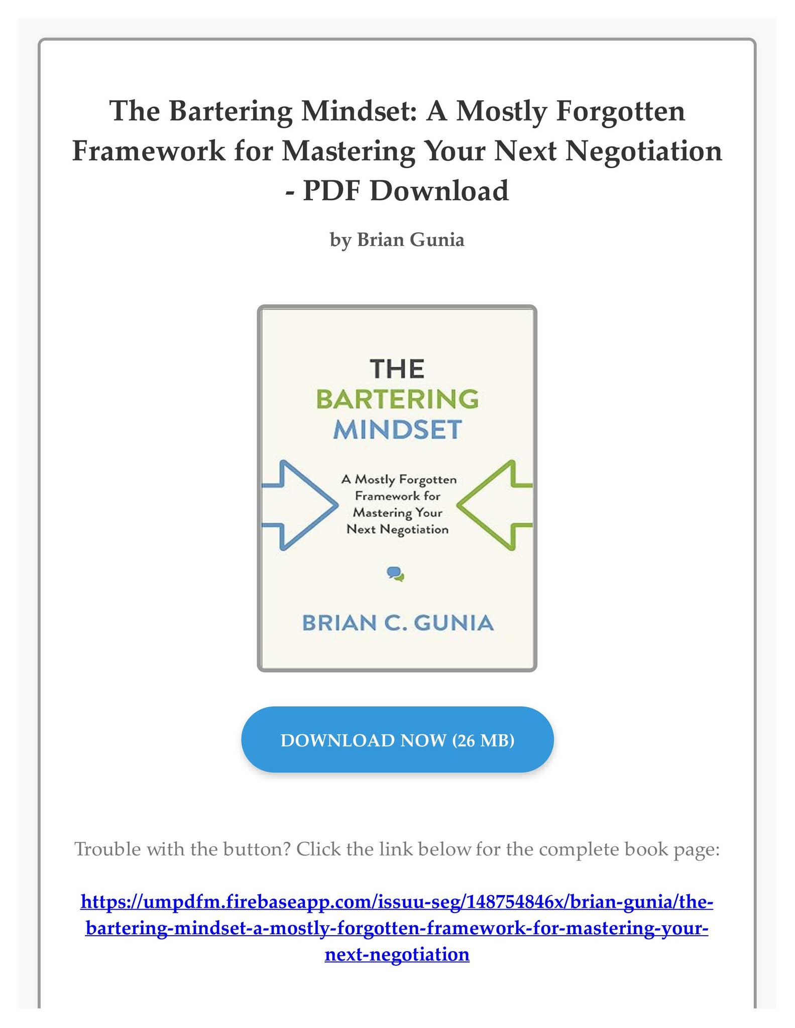 Epub The Bartering Mindset: A Mostly Forgotten Framework for Mastering ...