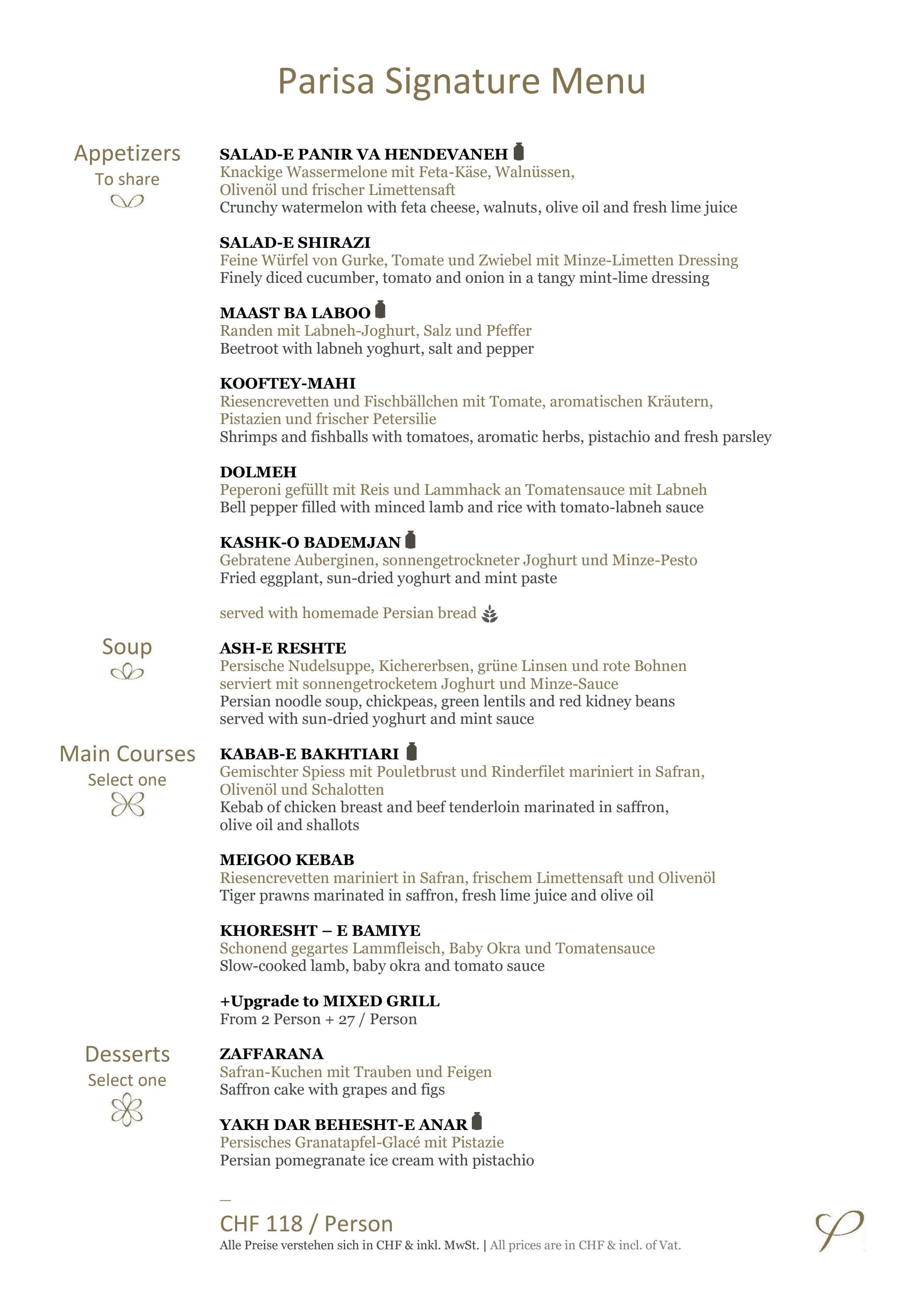 Parisa Persian Cuisine | Menu by The Bürgenstock Selection - Issuu