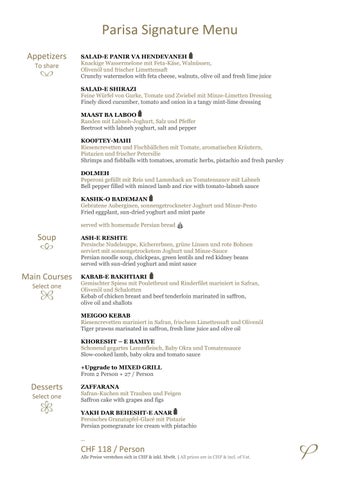 Parisa Persian Cuisine | Menu by The Bürgenstock Selection - Issuu