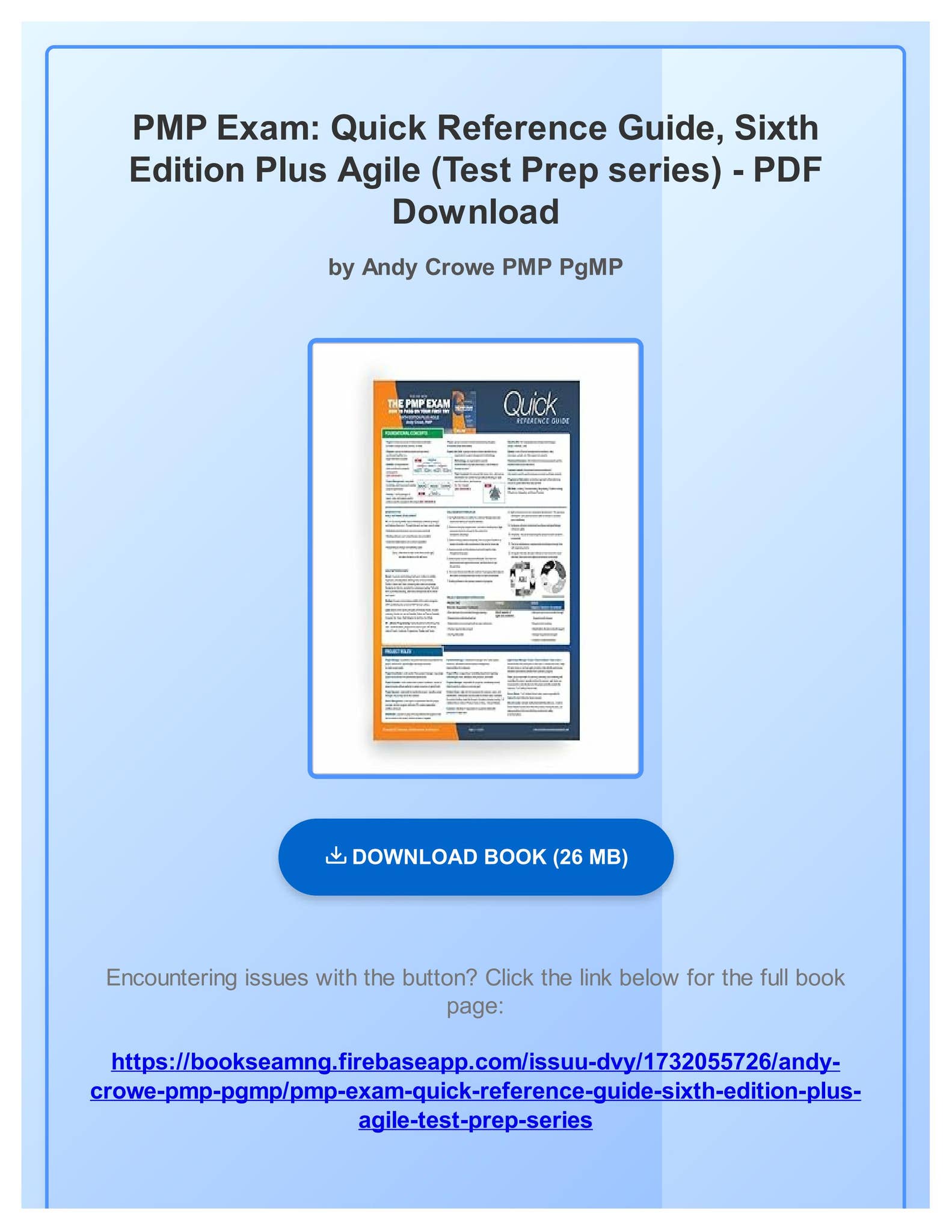 PDF Free PMP Exam: Quick Reference Guide, Sixth Edition Plus Agile ...