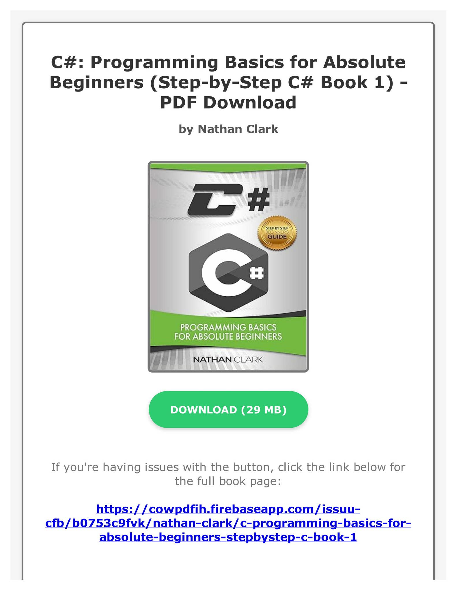 Free Pdf C Programming Basics For Absolute Beginners Step By Step C Book 1 By Nathan