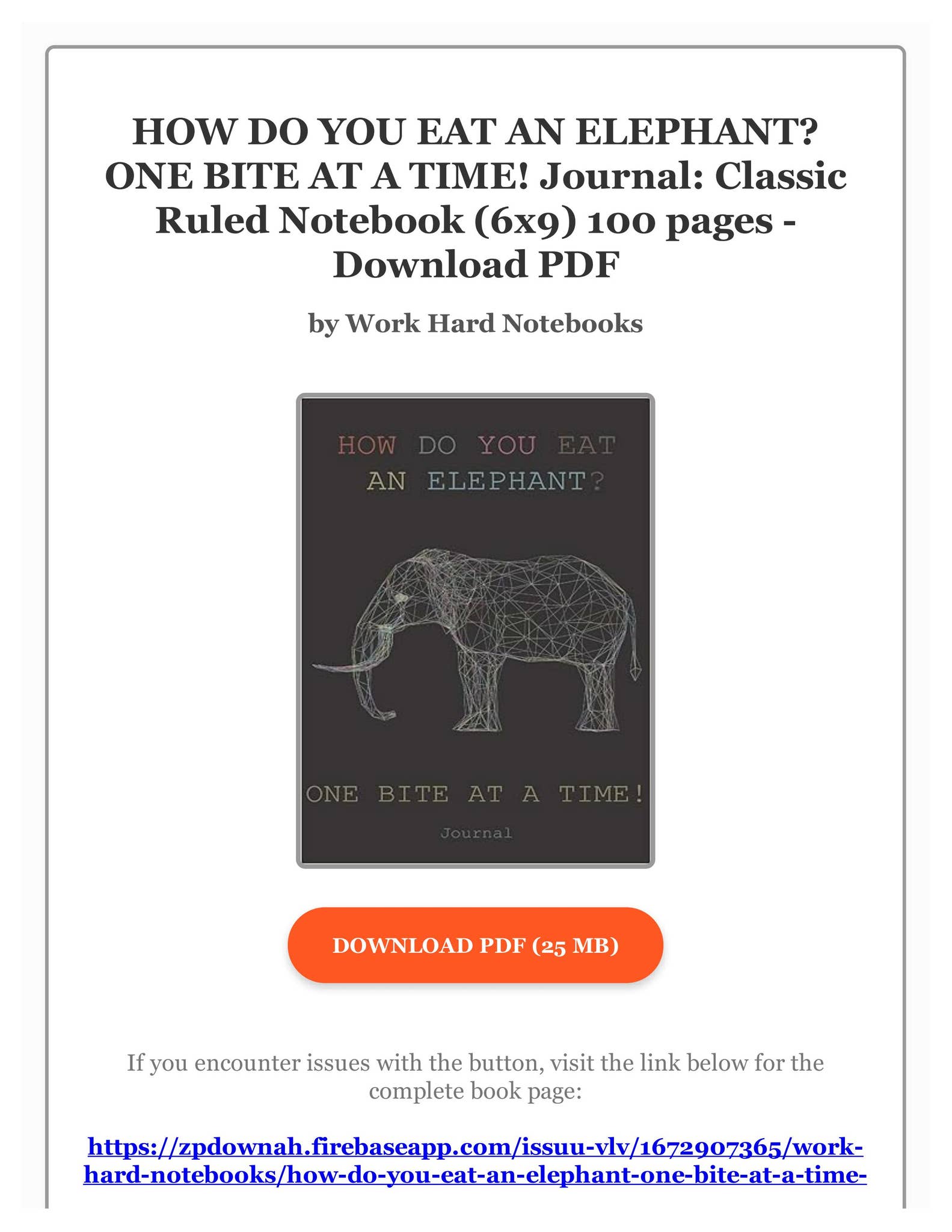 PDF Free HOW DO YOU EAT AN ELEPHANT? ONE BITE AT A TIME! Journal ...