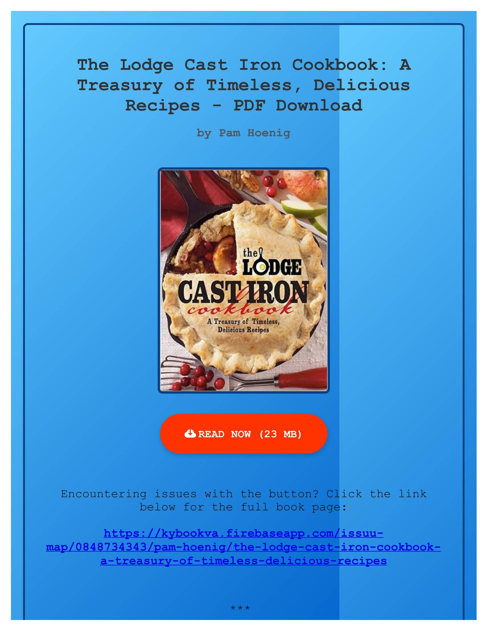 Ebook The Lodge Cast Iron Cookbook: A Treasury of Timeless, Delicious ...