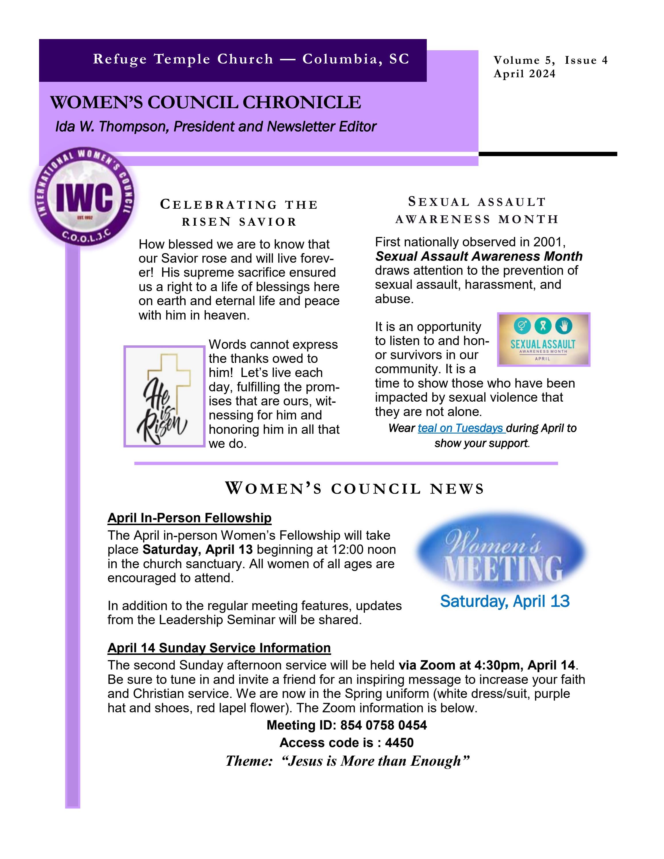April IWC Newsletter by Ida Thompson - Issuu