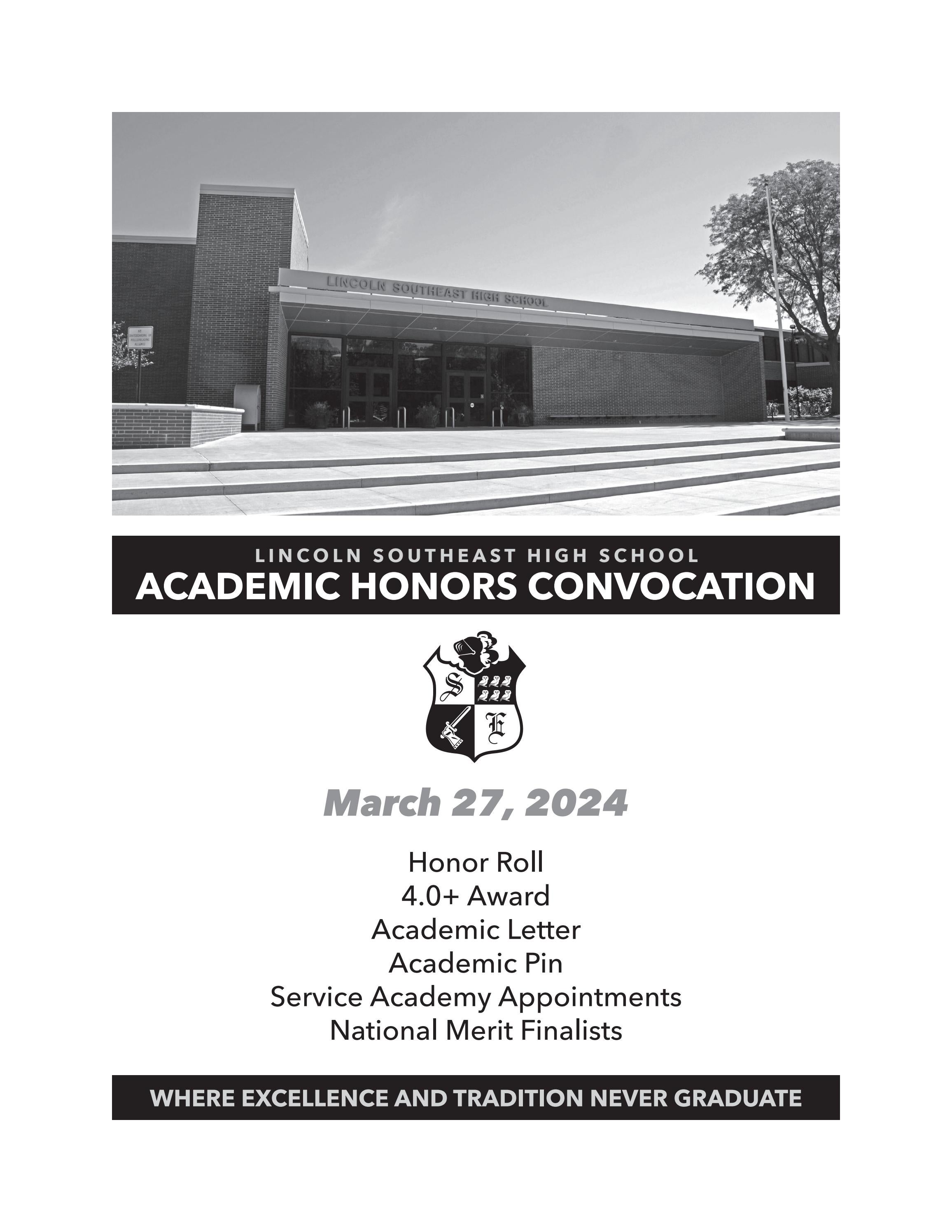 Lincoln Southeast Spring 2024 Honors Convocation Program by Lincoln ...
