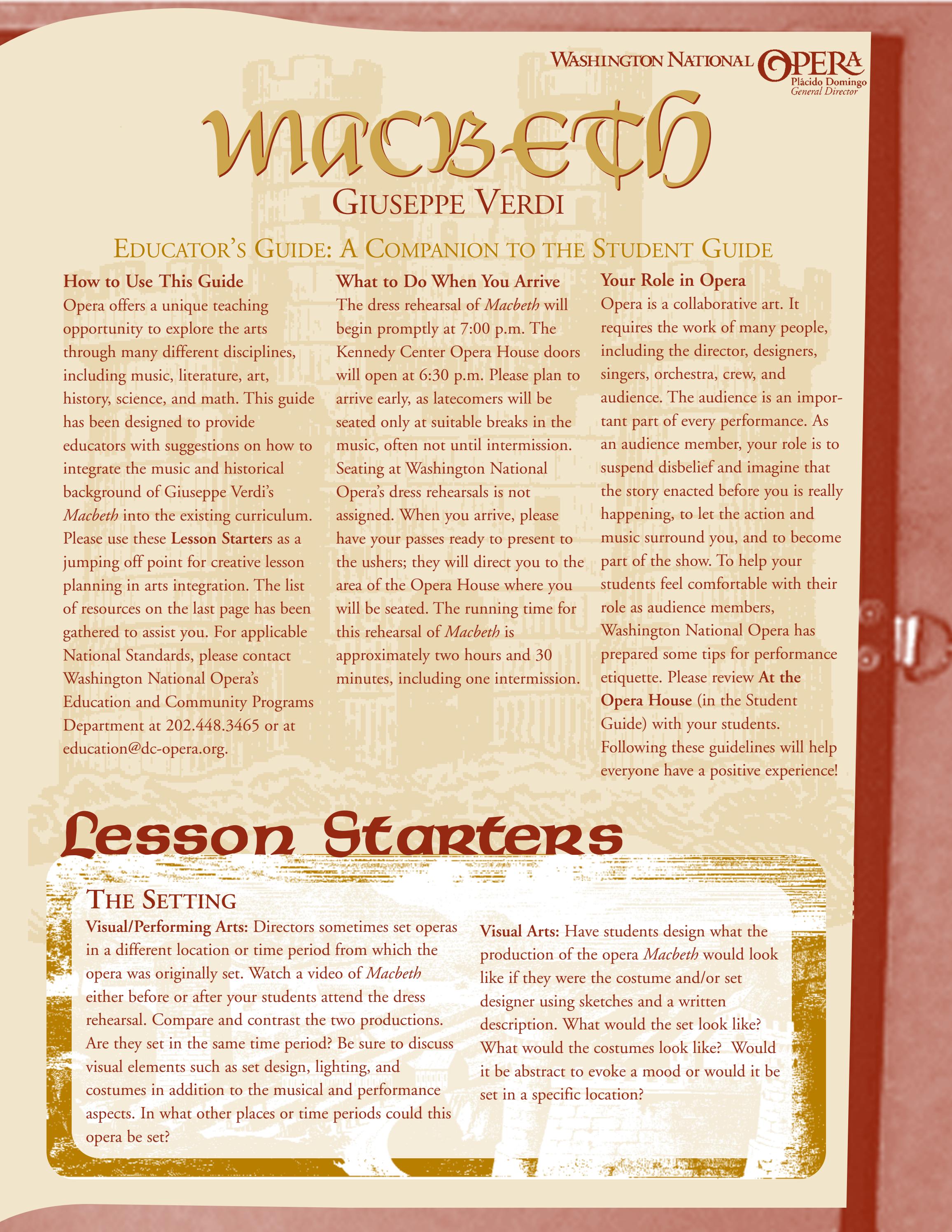 Macbeth - Educator Guide by Kennedy Center Education Digital Learning ...