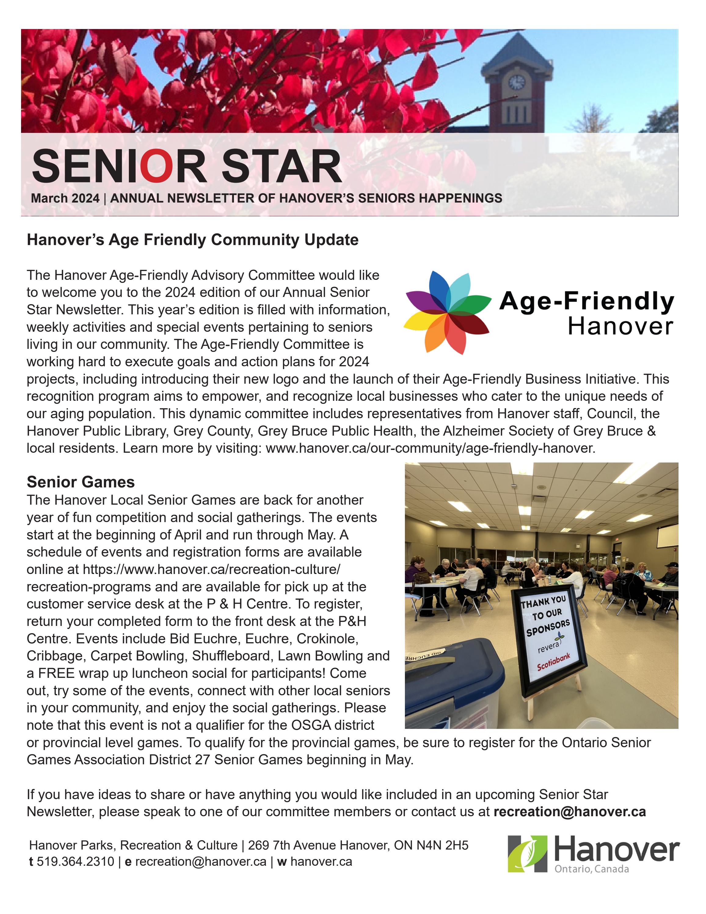 Hanover Senior Star Newsletter 2024 by Town of Hanover - Issuu