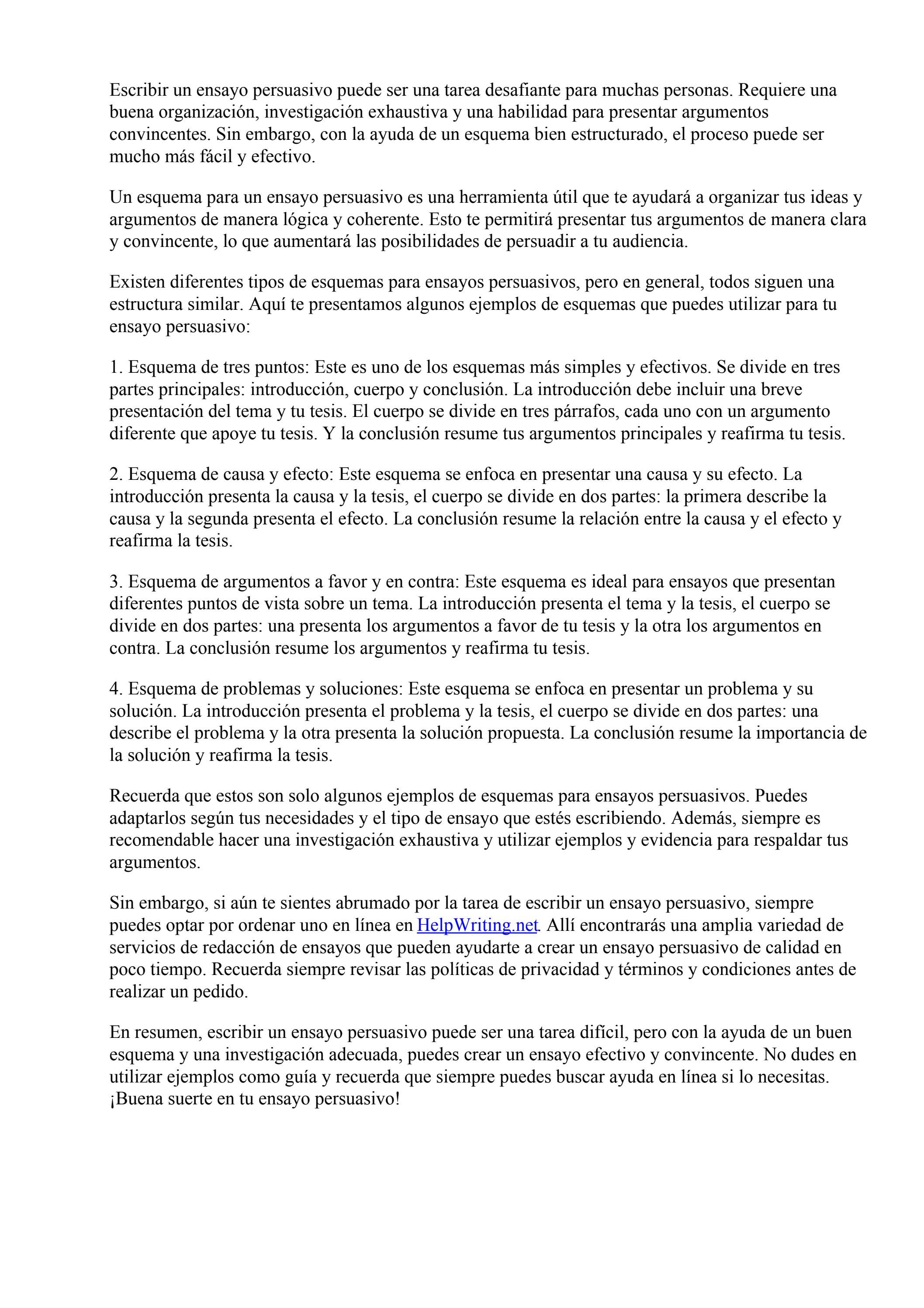 Ejemplos De Esquemas Para Ensayos Persuasivos by Melinda Grant - Issuu