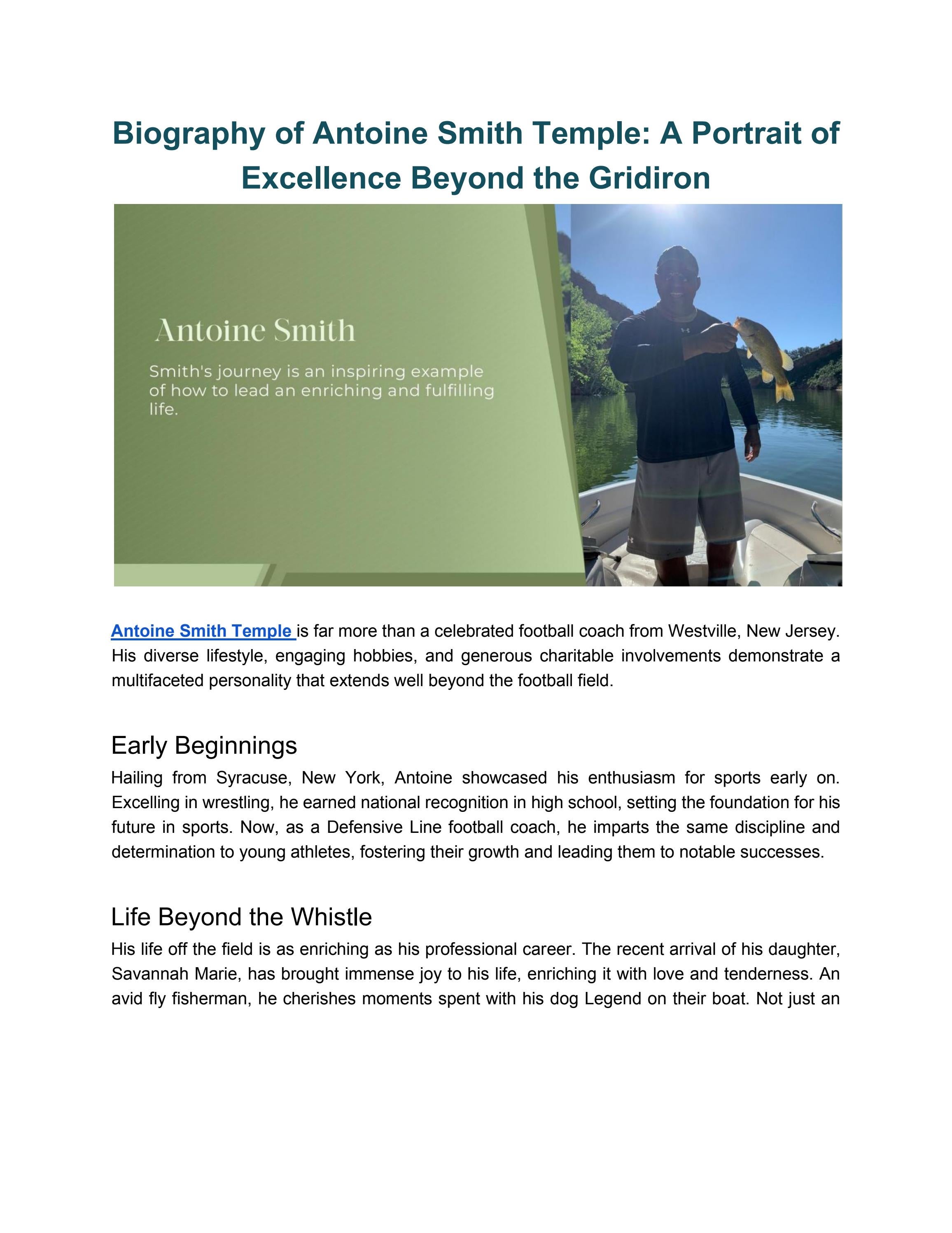 Biography of Antoine Smith Temple: A Portrait of Excellence Beyond the ...