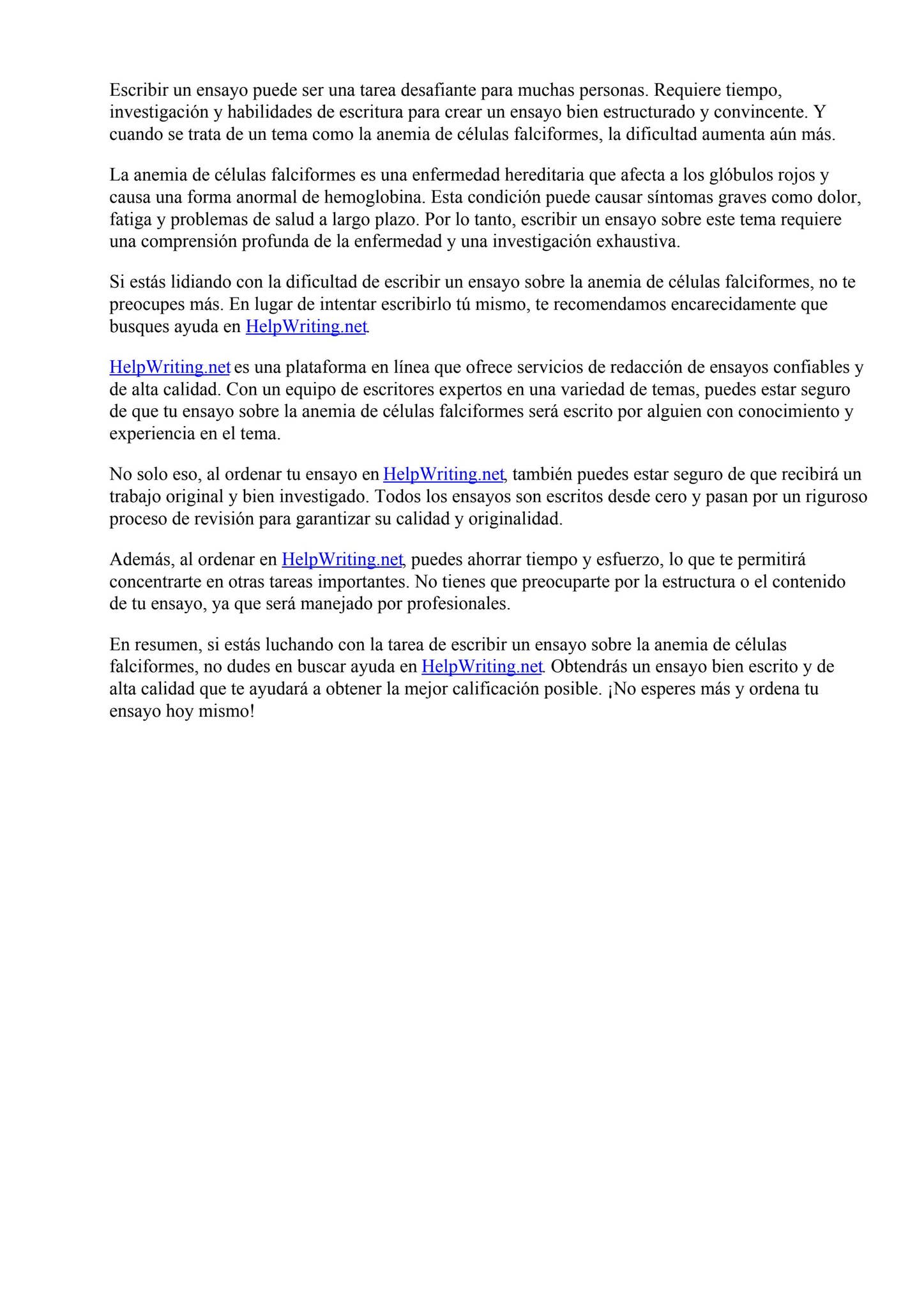 Ensayo Sobre La Anemia De Células Falciformes by Ashley Bemis - Issuu