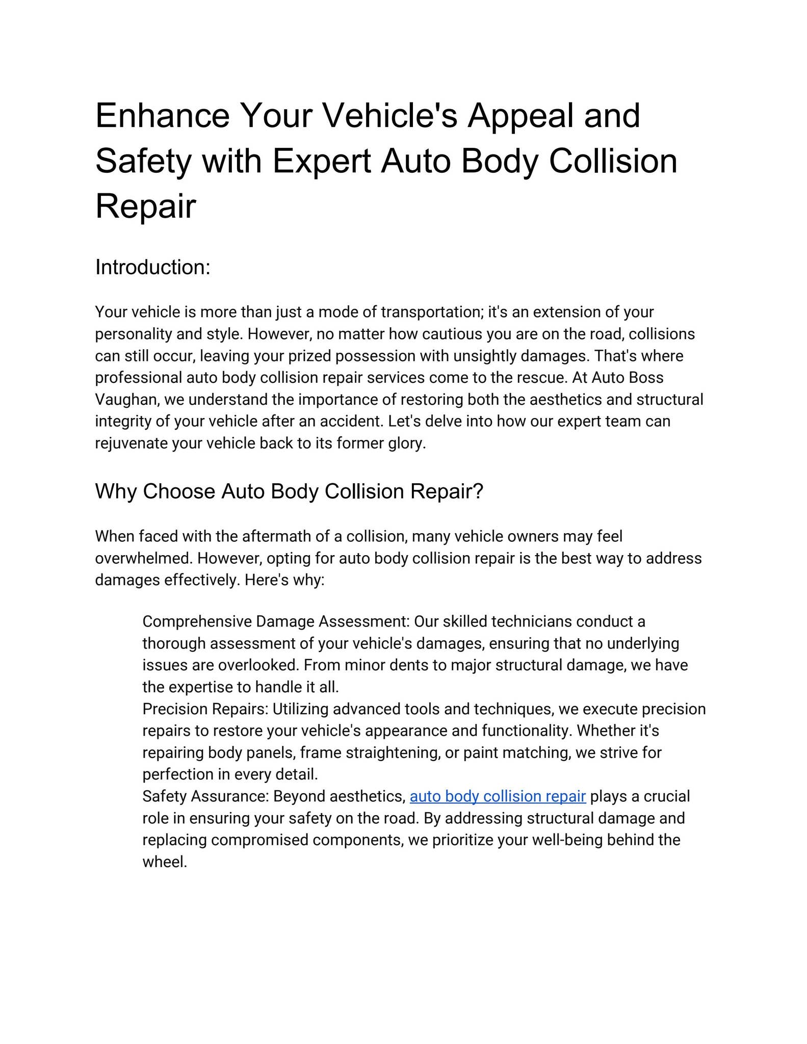 Enhance Your Vehicle's Appeal and Safety with Expert Auto Body ...