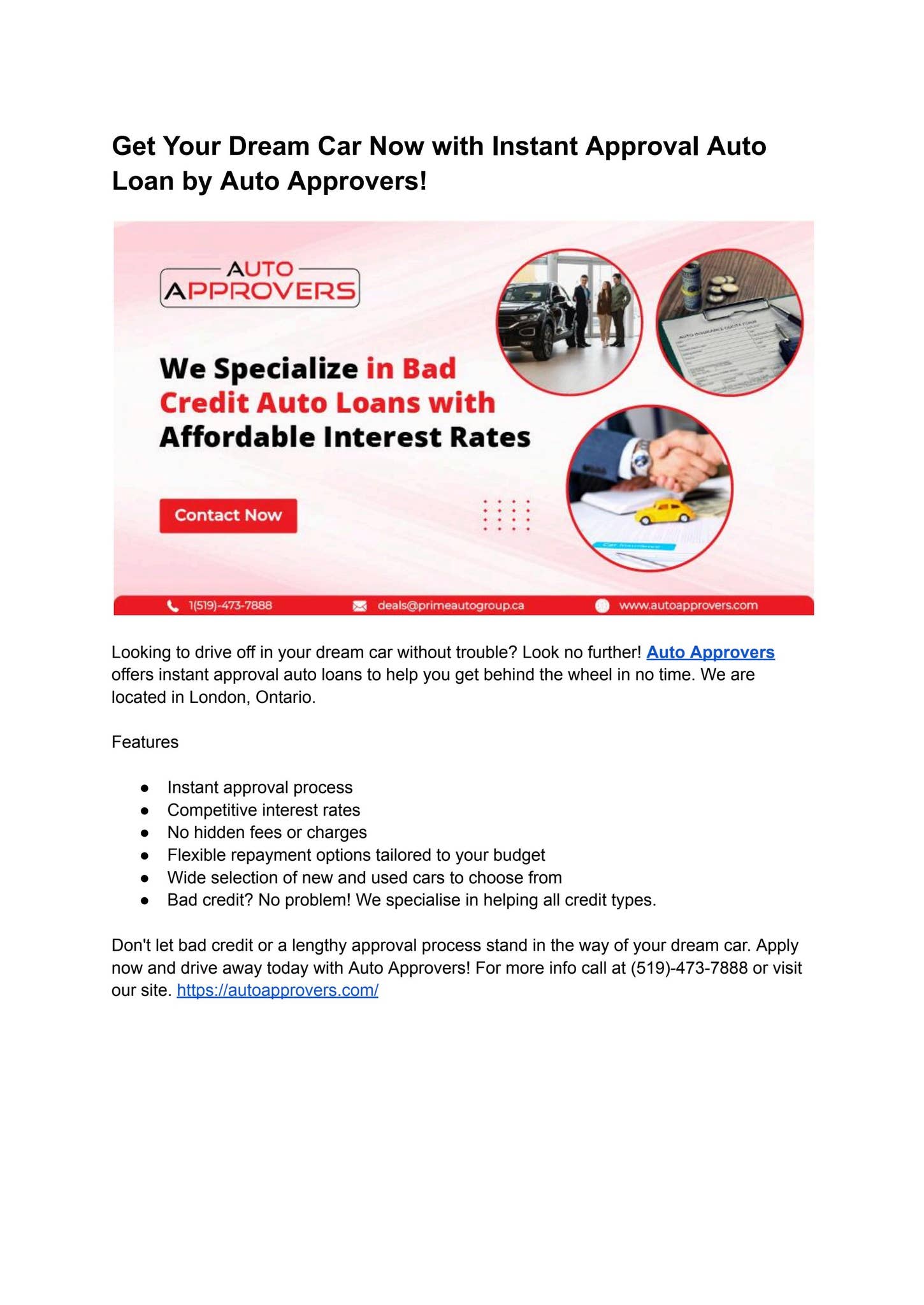 Get Your Dream Car Now with Instant Approval Auto Loan by Auto ...