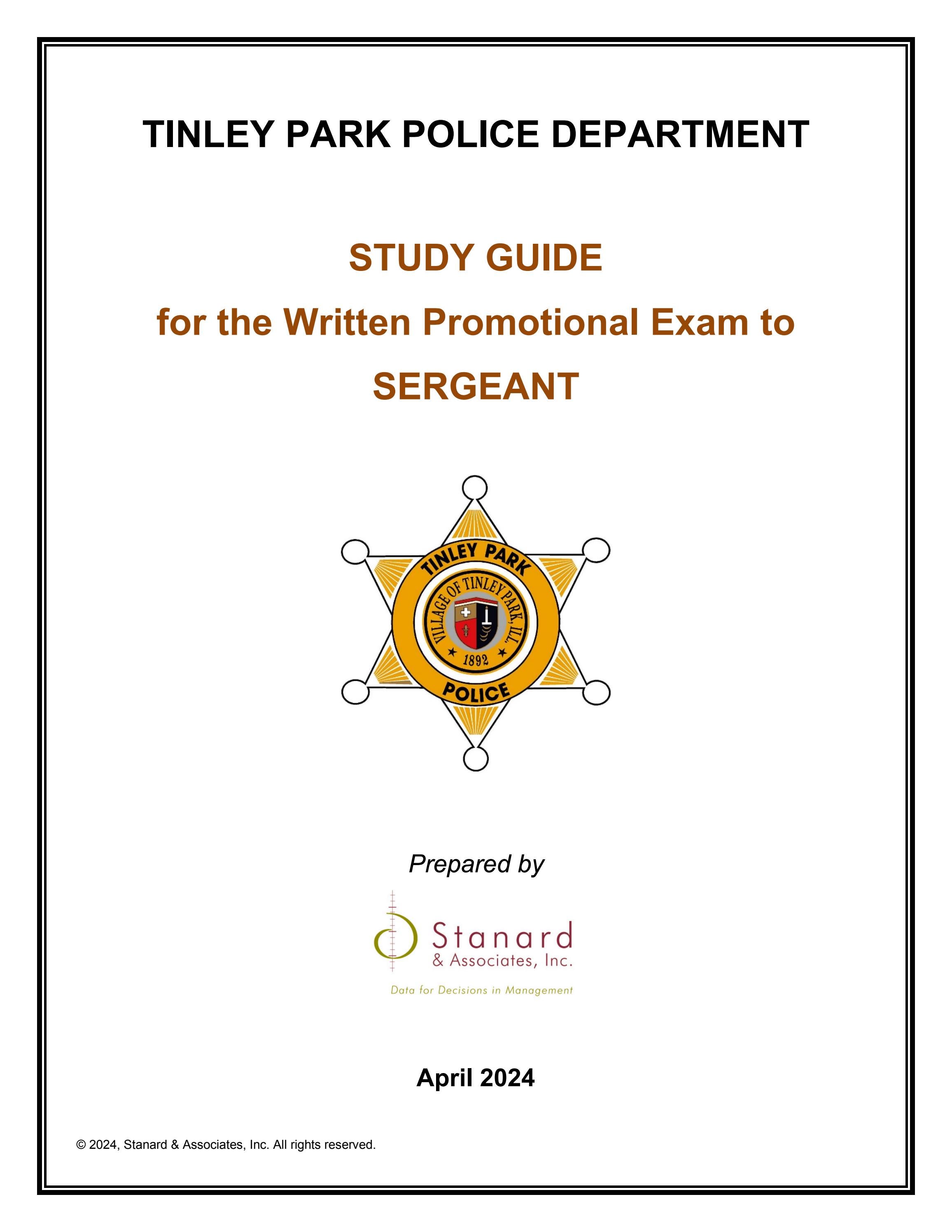 Study Guide for the Written Promotional Exam to Sergeant by ...
