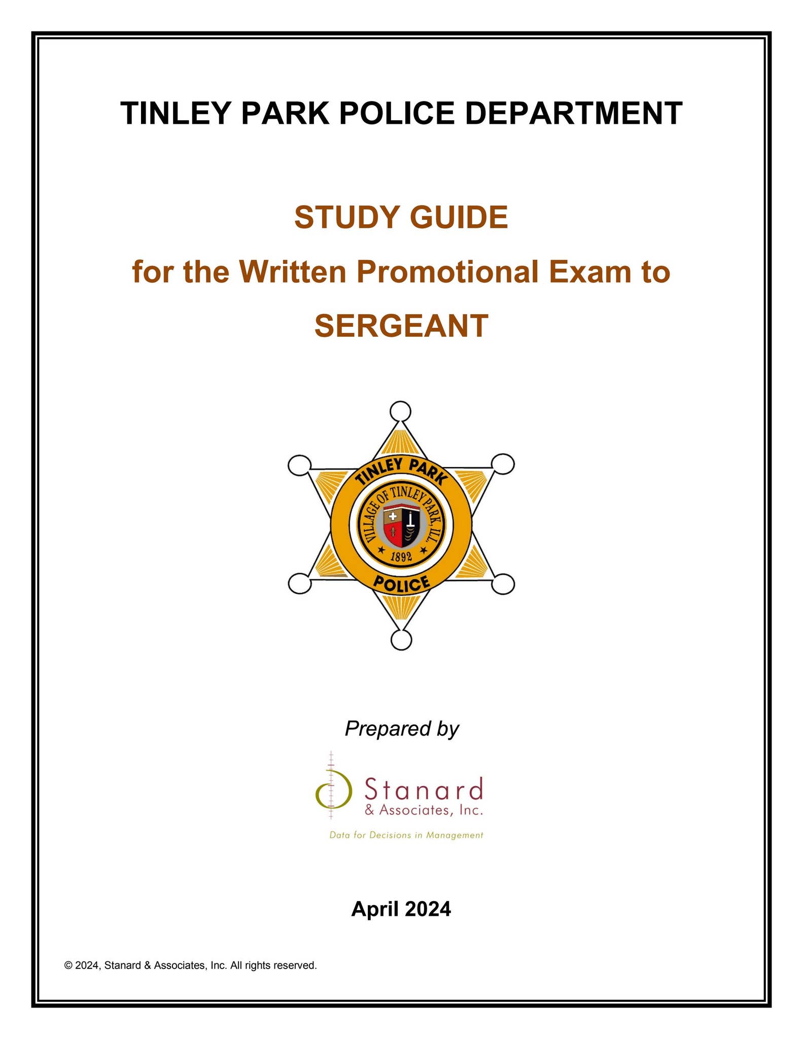 Study Guide for the Written Promotional Exam to Sergeant by ...