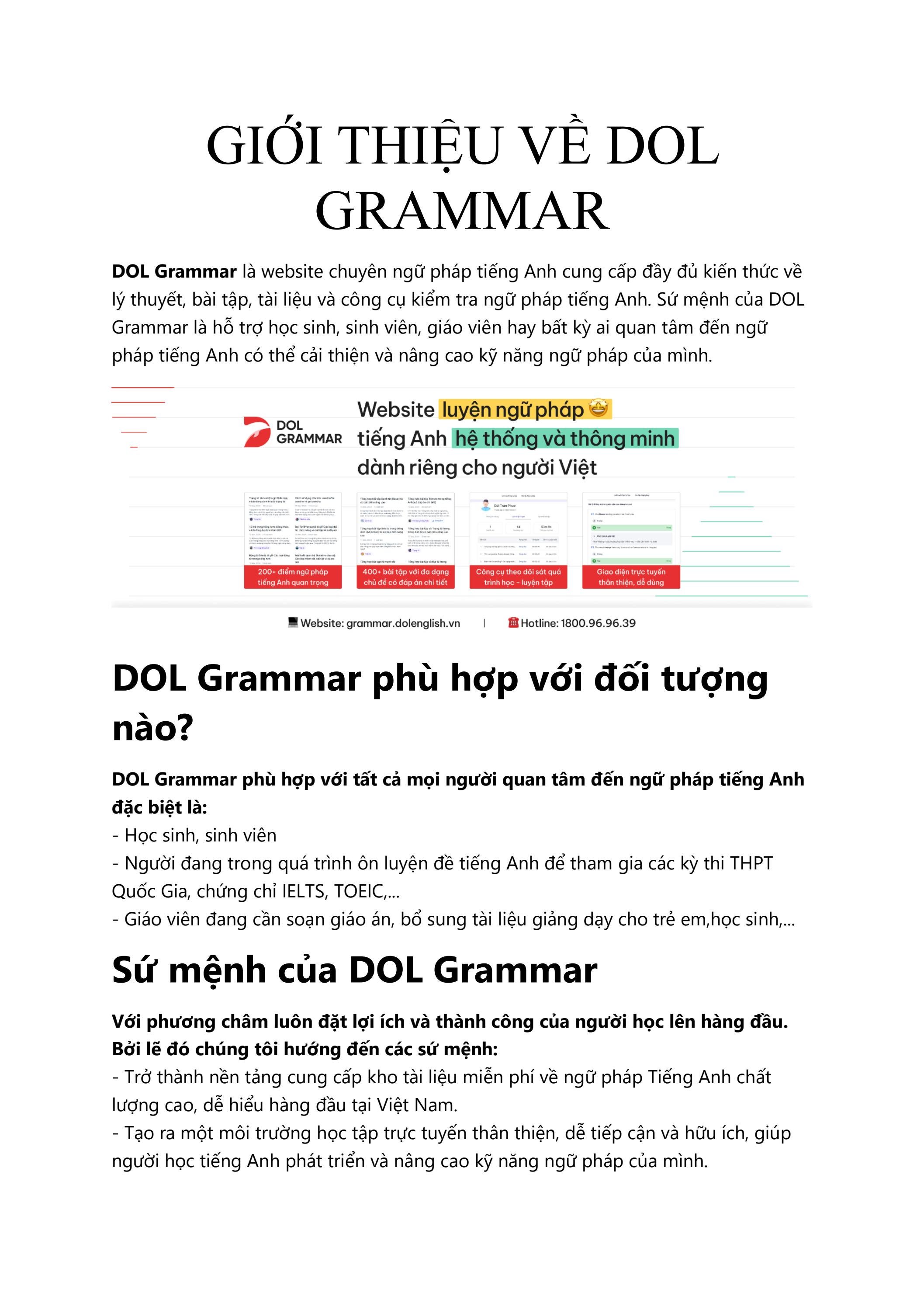 DOL Grammar - Nền tảng chuyên ngữ pháp tiếng anh đầu tiên tại Việt Nam ...