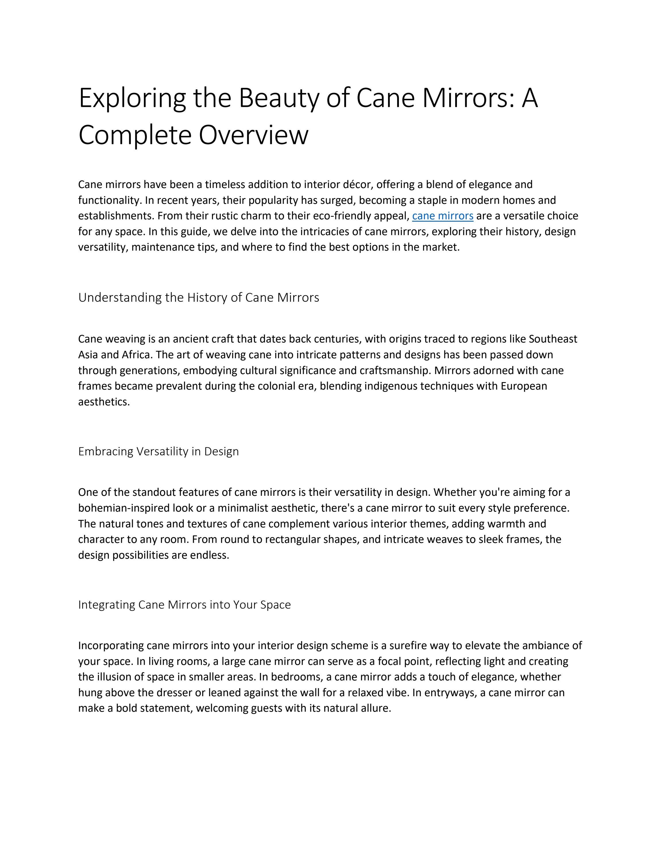 Exploring the Beauty of Cane Mirrors: A Complete Overview by Web Cures ...