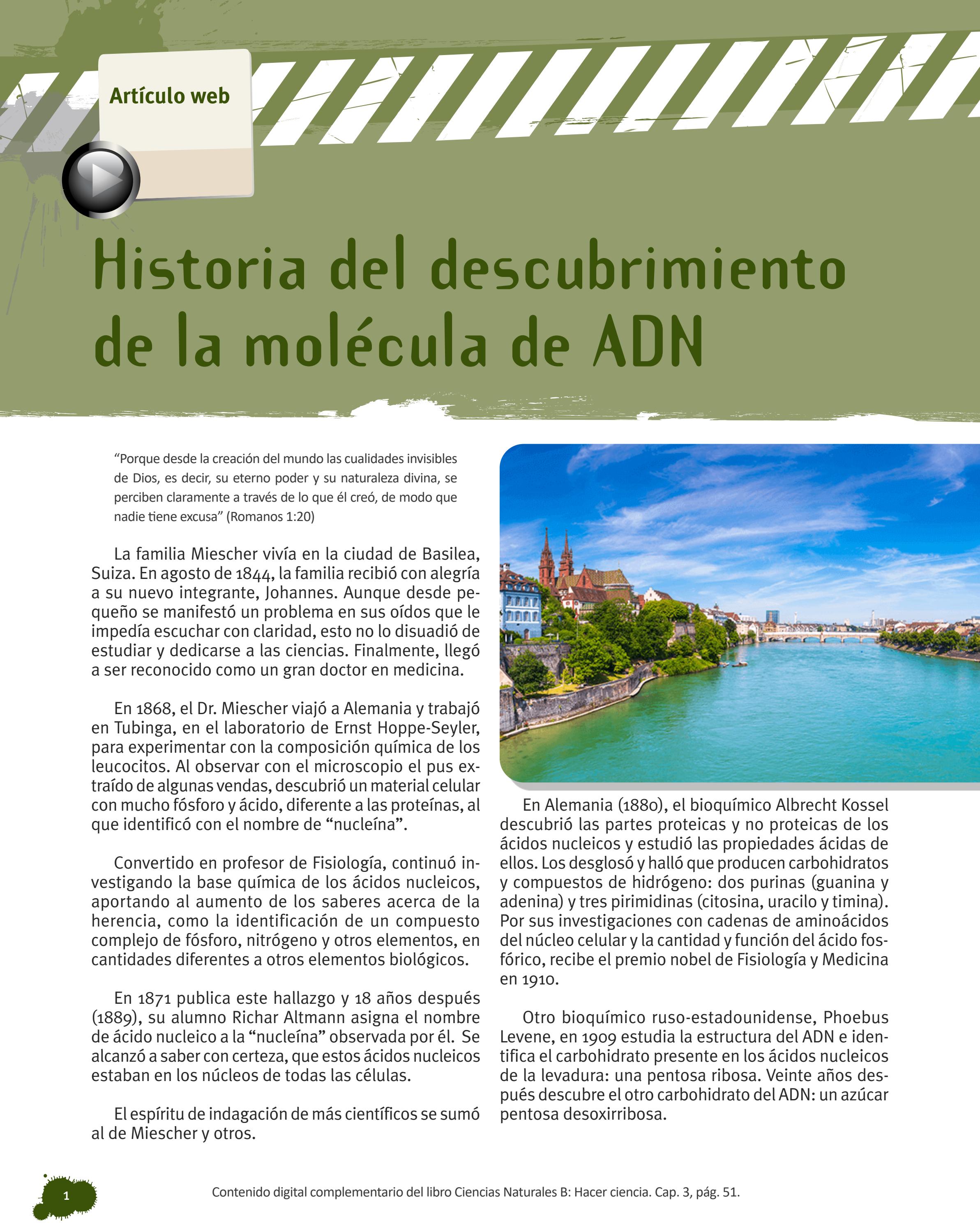 Historia del descubrimiento de la molécula de ADN by Editorial ACES - Issuu