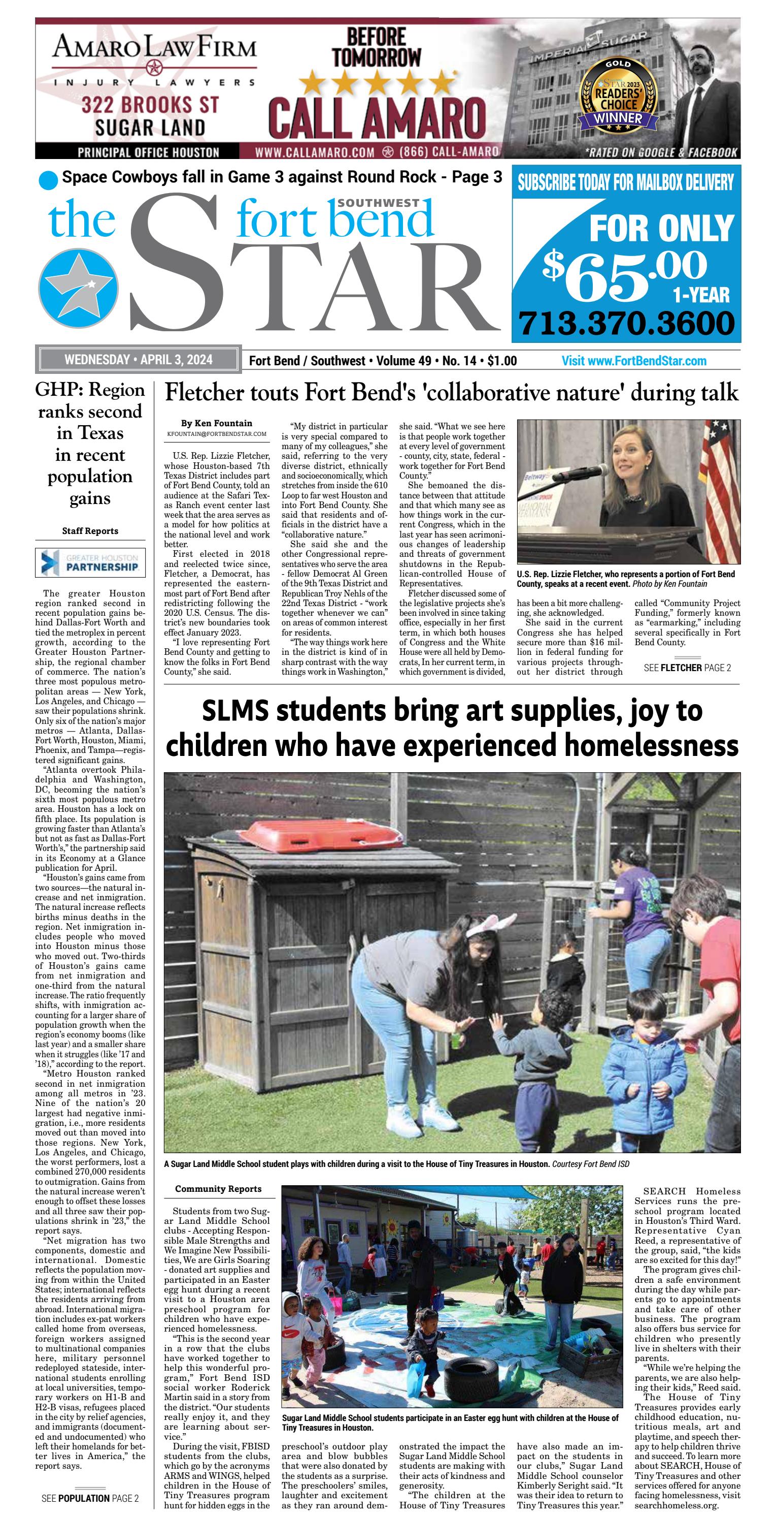 The 04-03-24 Edition of The Fort Bend Star by The Heights Leader - Issuu
