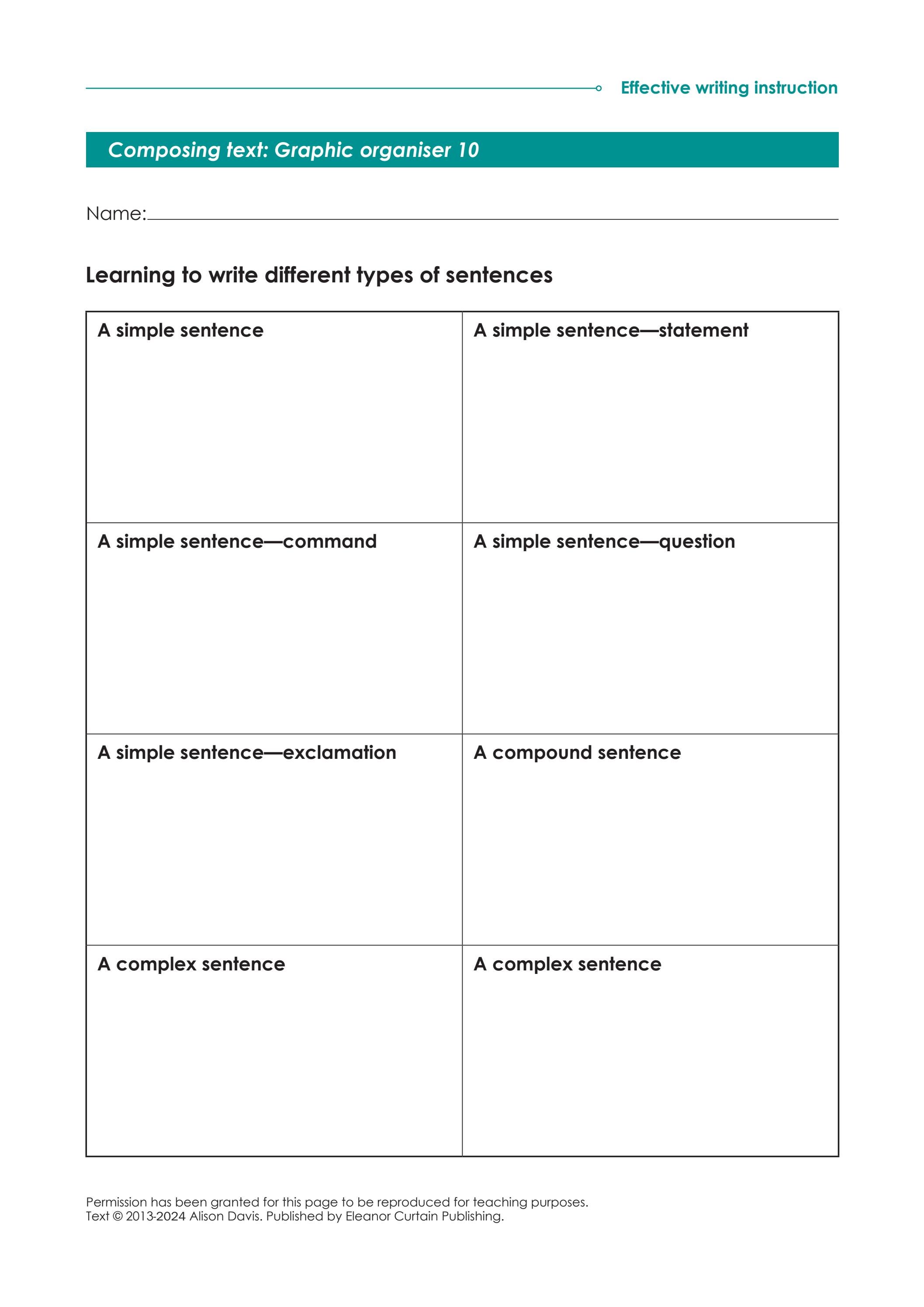 Ch 6.10. Composing text - Graphic Organiser 10 by Eleanor Curtain ...