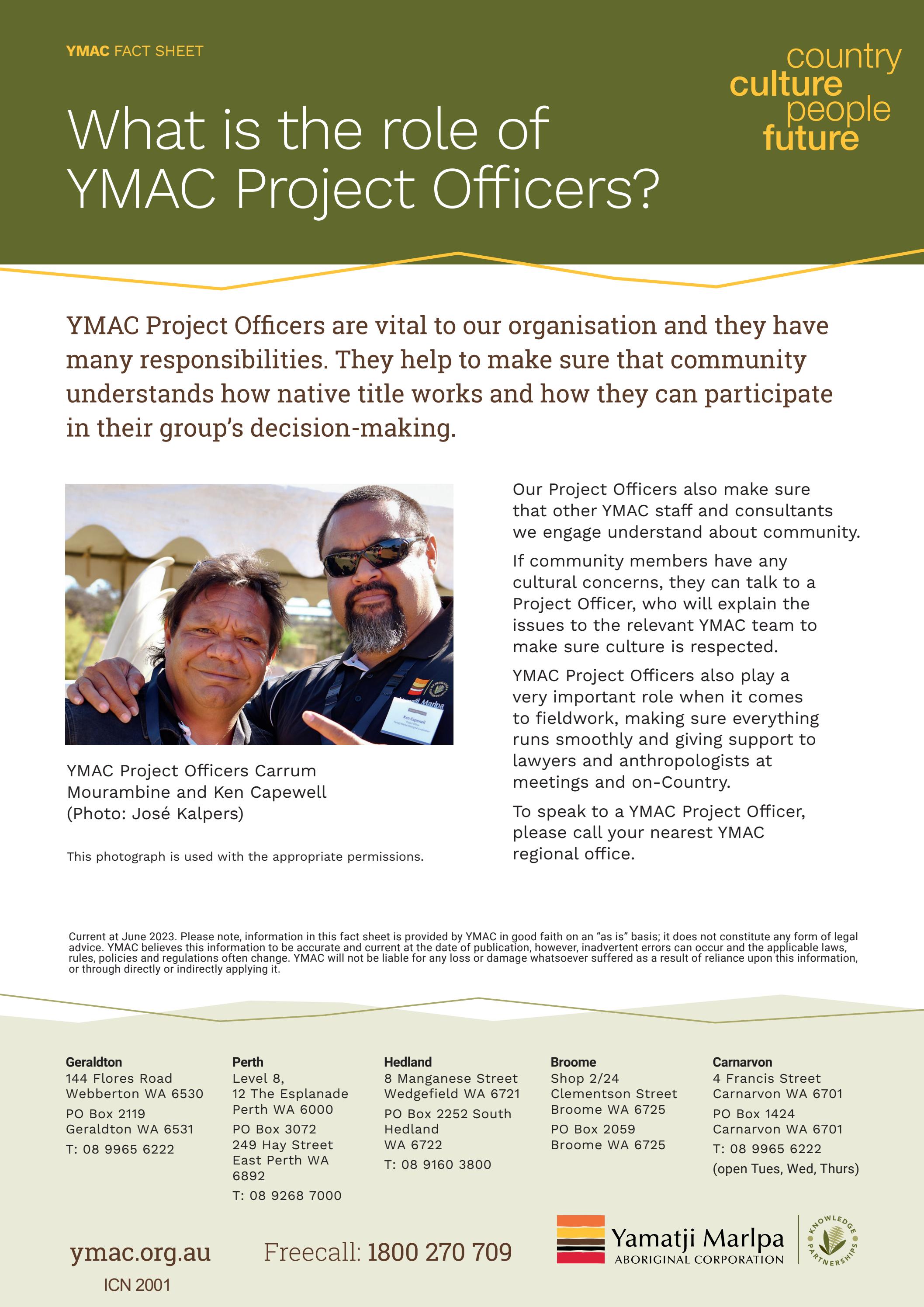 YMAC Fact Sheet: What is the role of YMAC Project Officers? by YMAC - Issuu