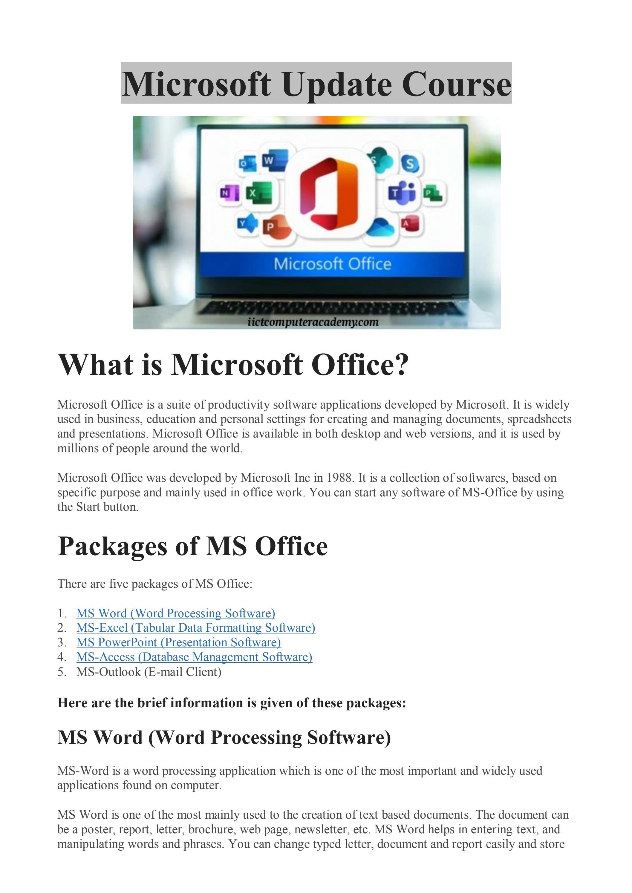 Microsoft Update Course by Pooja Rastogi - Issuu