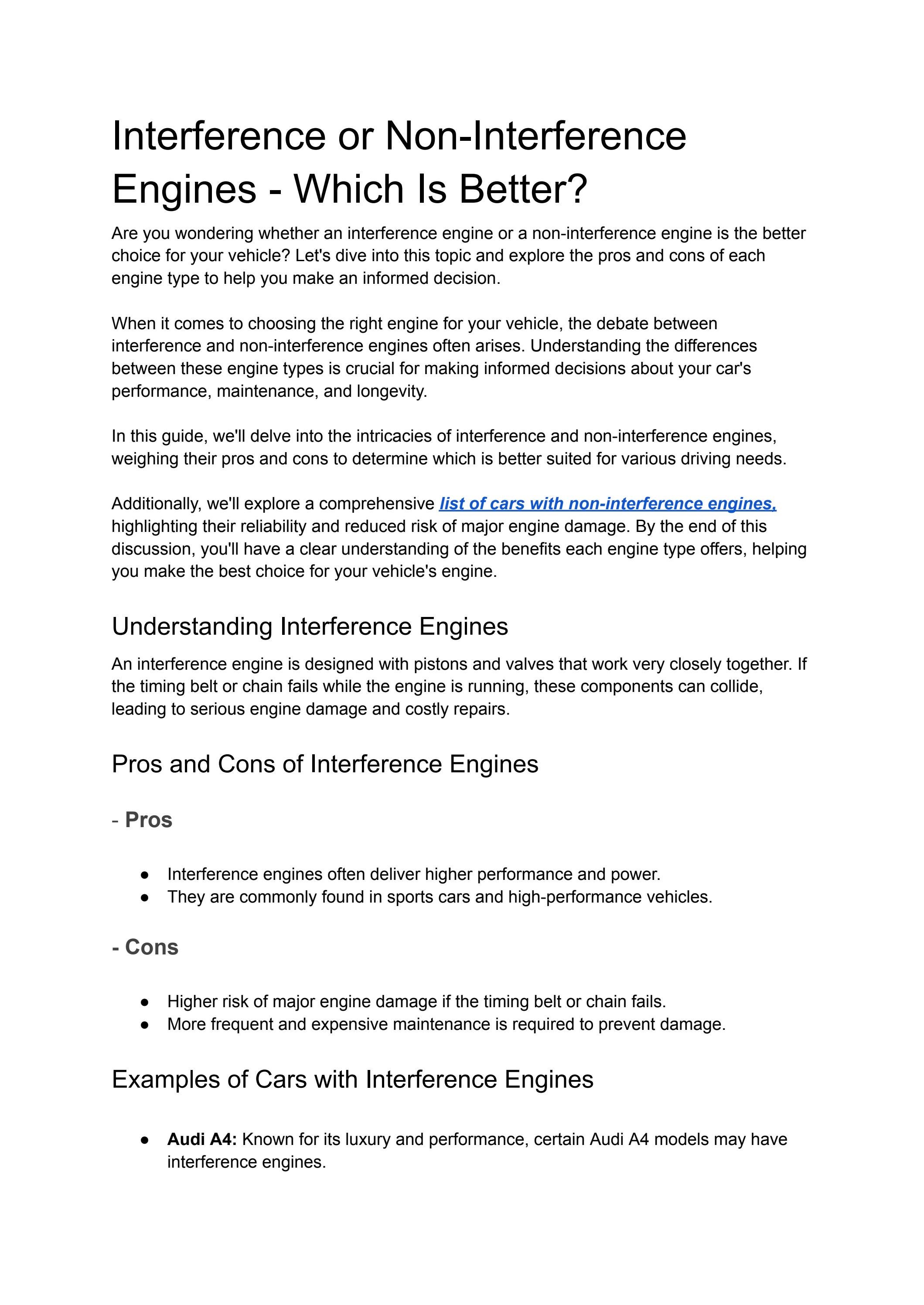Interference or Non-Interference Engines - Which Is Better? by Kevin ...