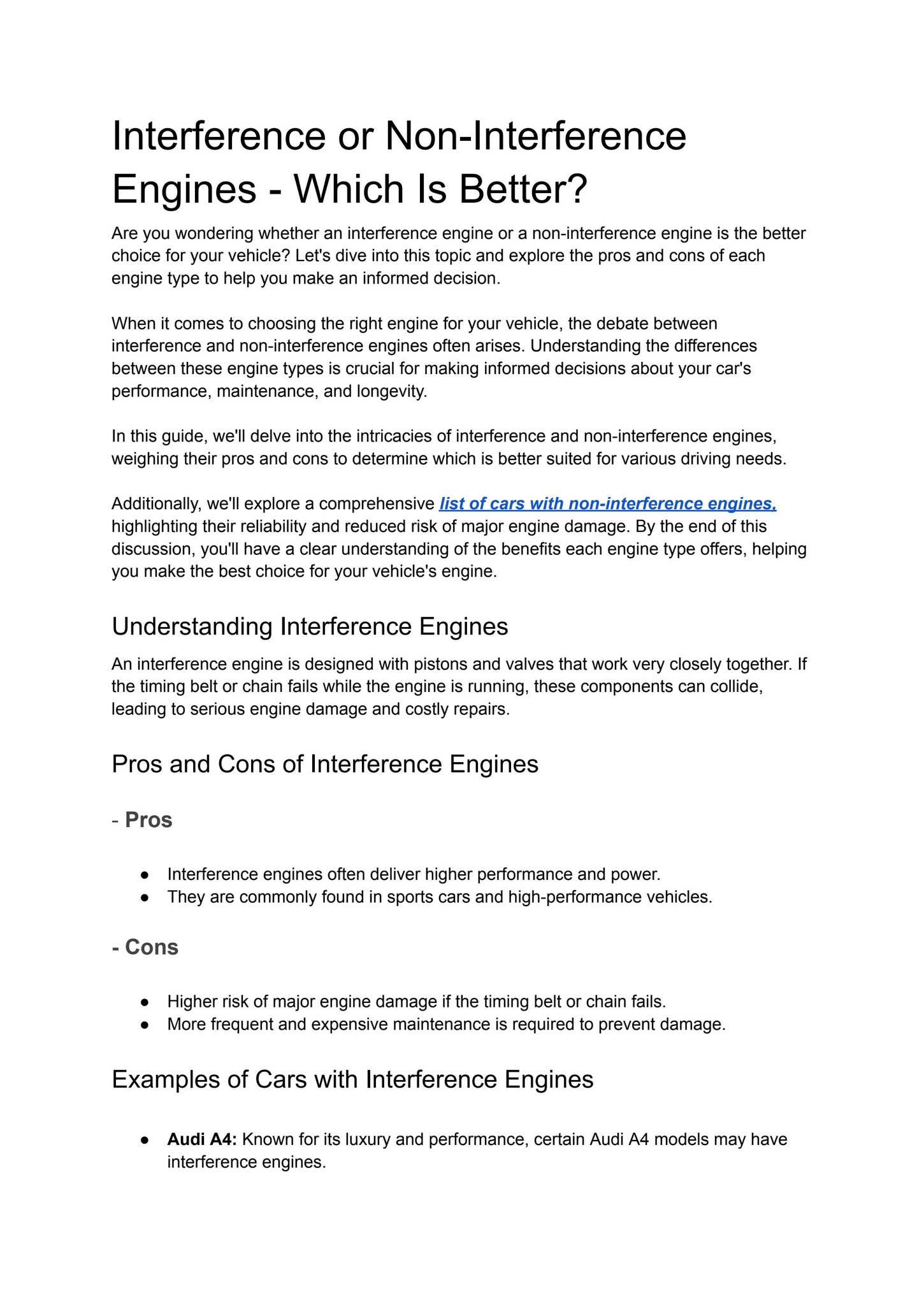 Interference or Non-Interference Engines - Which Is Better? by Kevin ...
