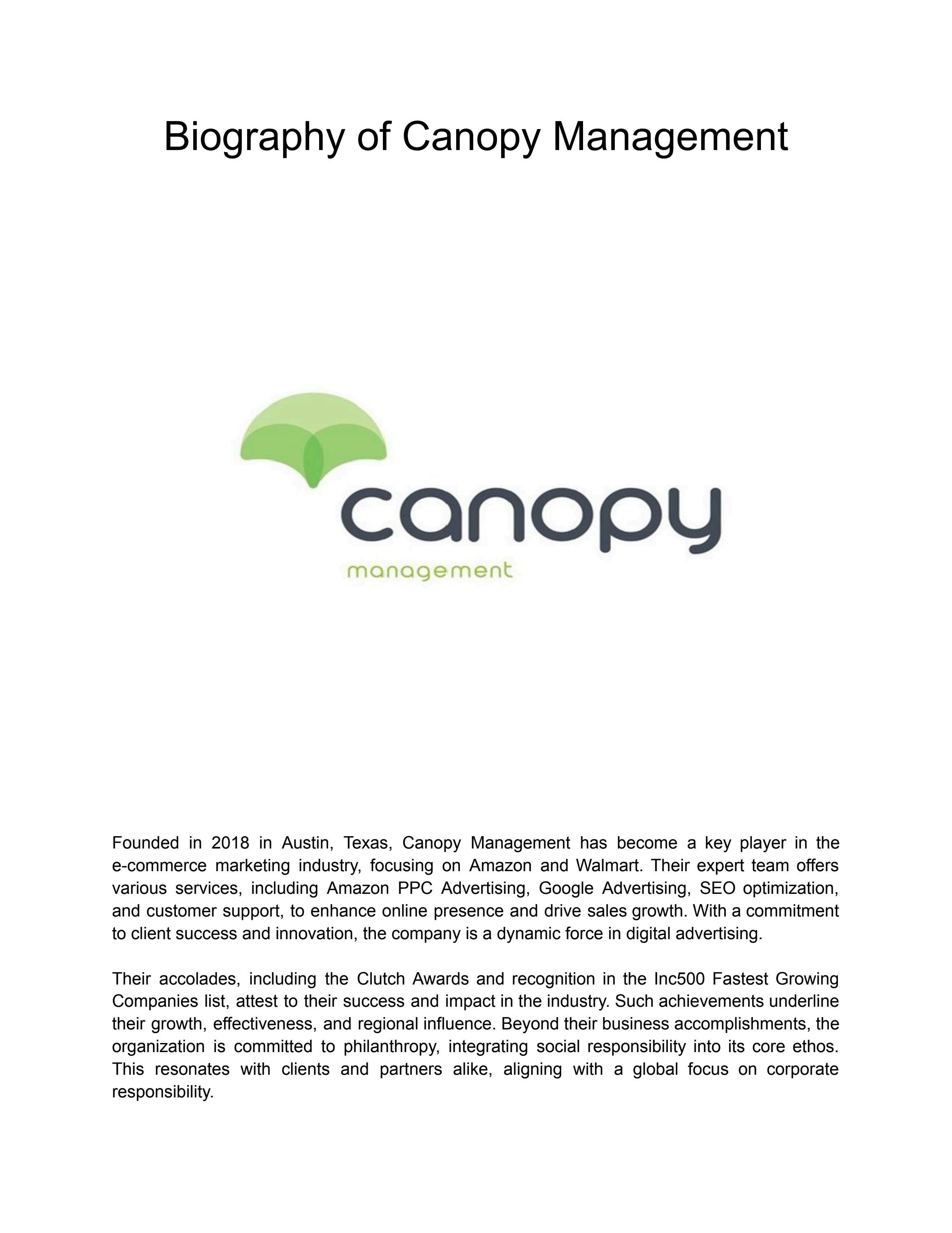 Biography of Canopy Management by Canopy Management - Issuu