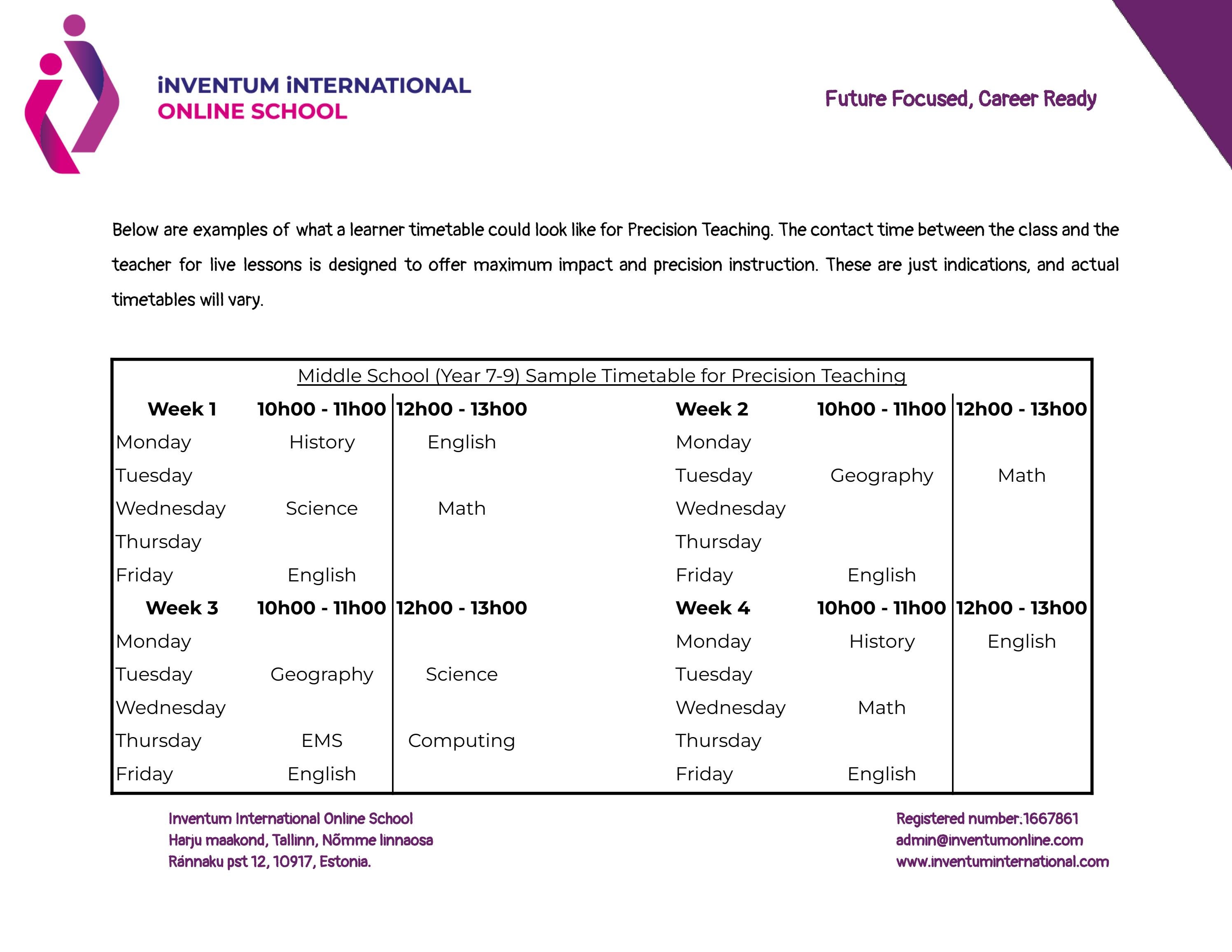 Sample Timetables by Inventum International - Issuu