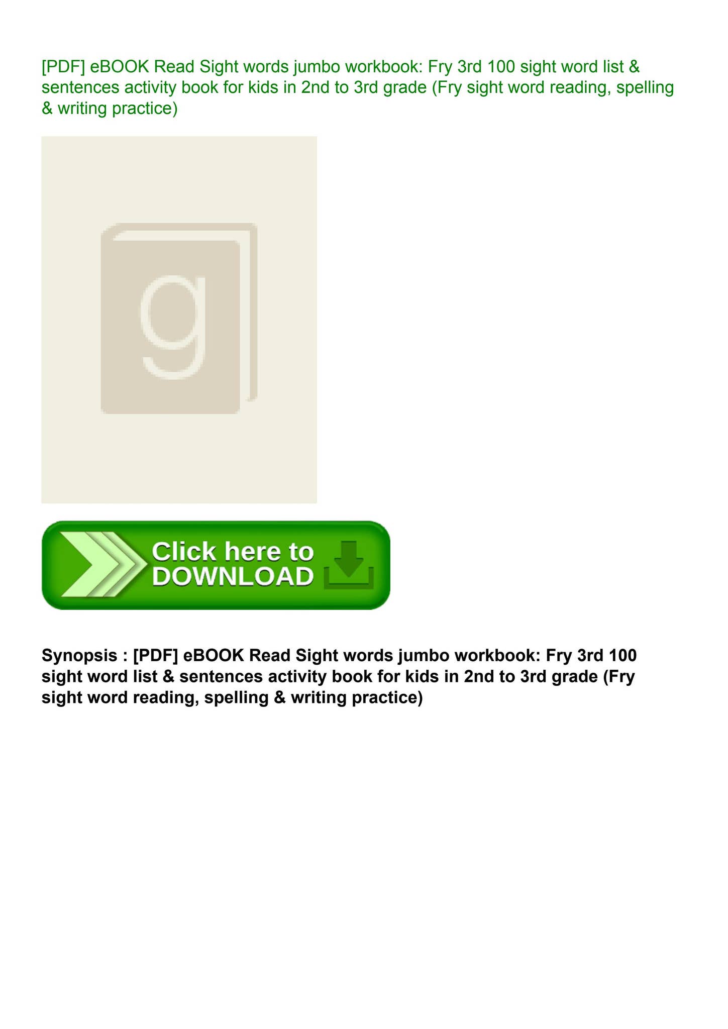 [PDF] eBOOK Read Sight words jumbo workbook Fry 3rd 100 sight word list ...