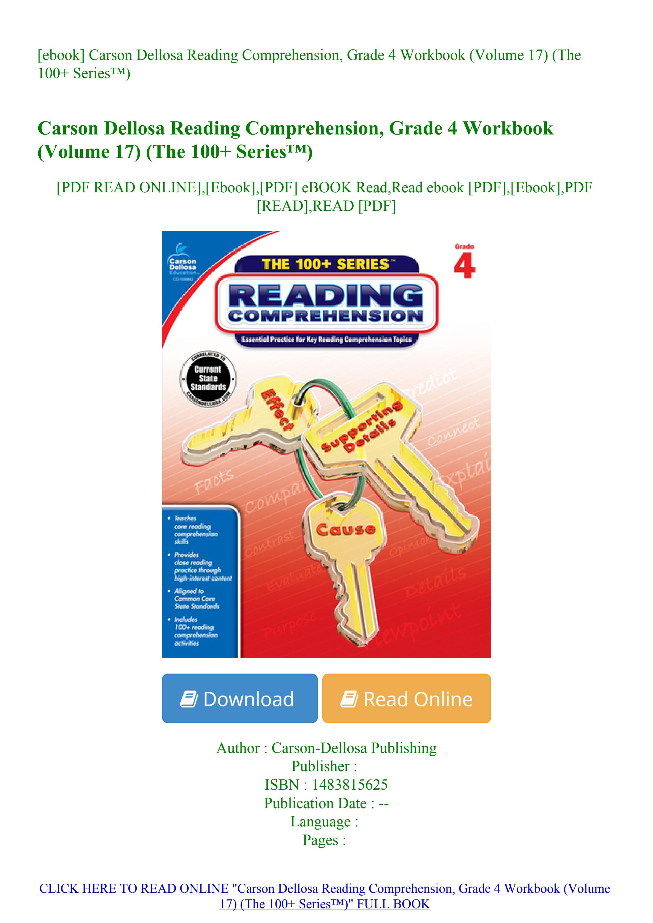 [ebook] Carson Dellosa Reading Comprehension Grade 4 Workbook (Volume ...